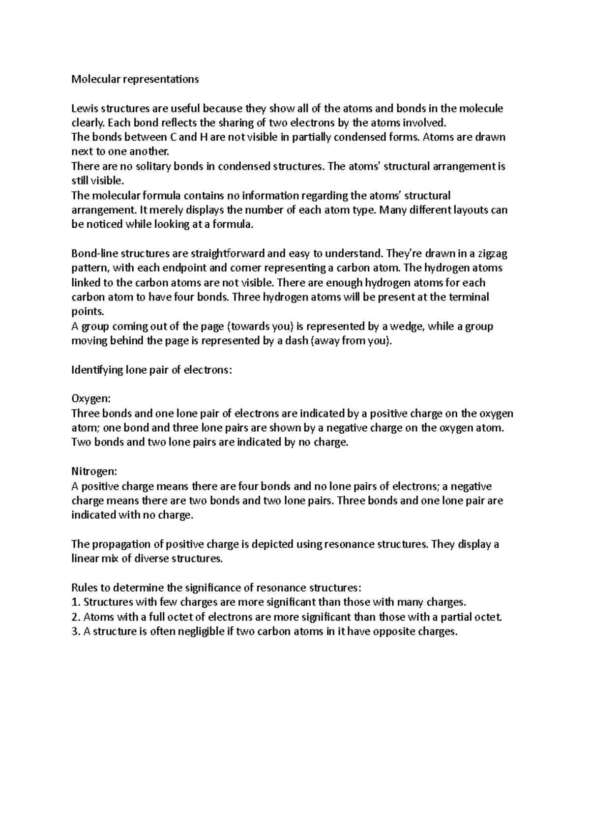 Molecular representations - Molecular representations Lewis structures ...
