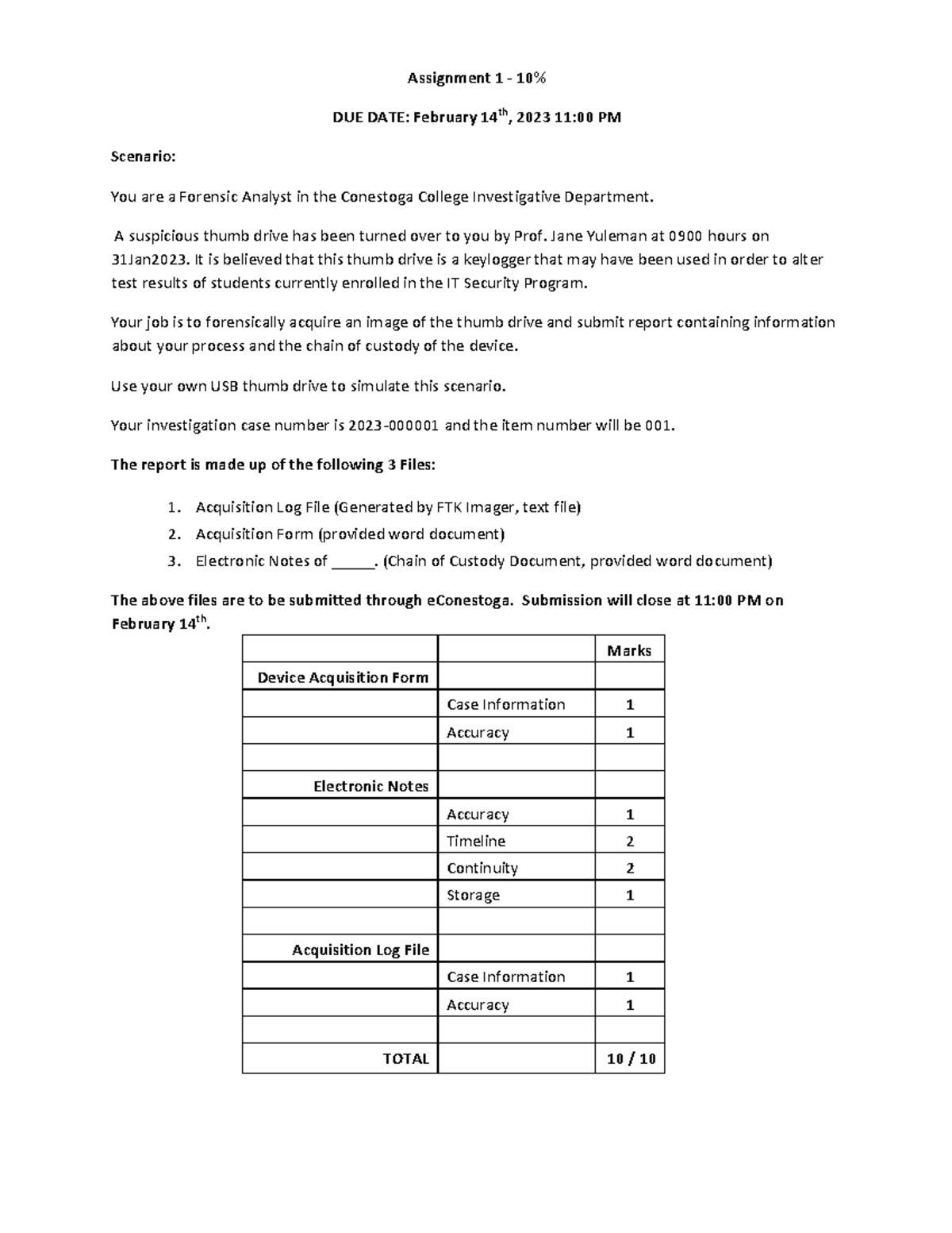 Assignment 1 - guide lines - Assignment 1 - 10% DUE DATE: February 14th ...