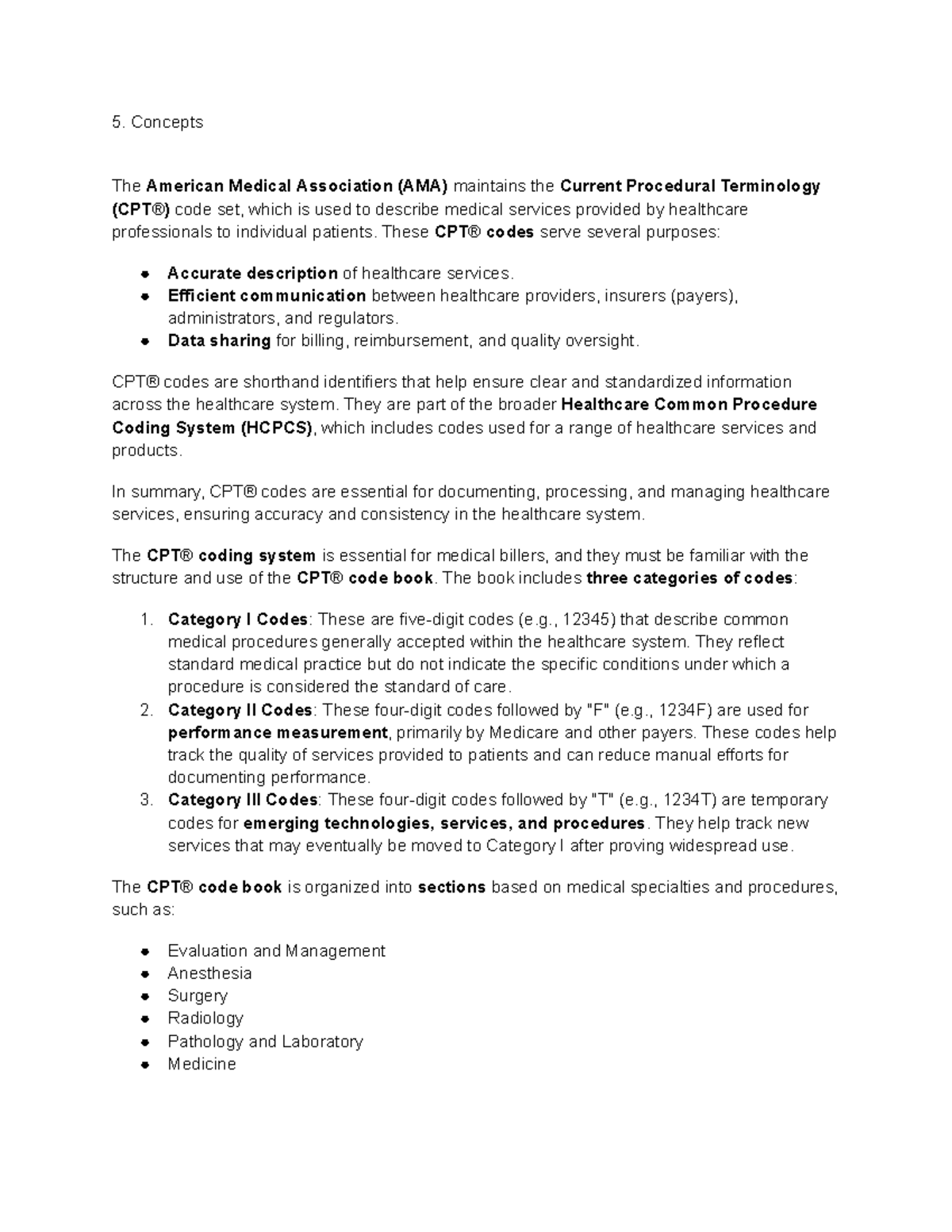Chapter 5 Concepts - Concepts The American Medical Association (AMA ...