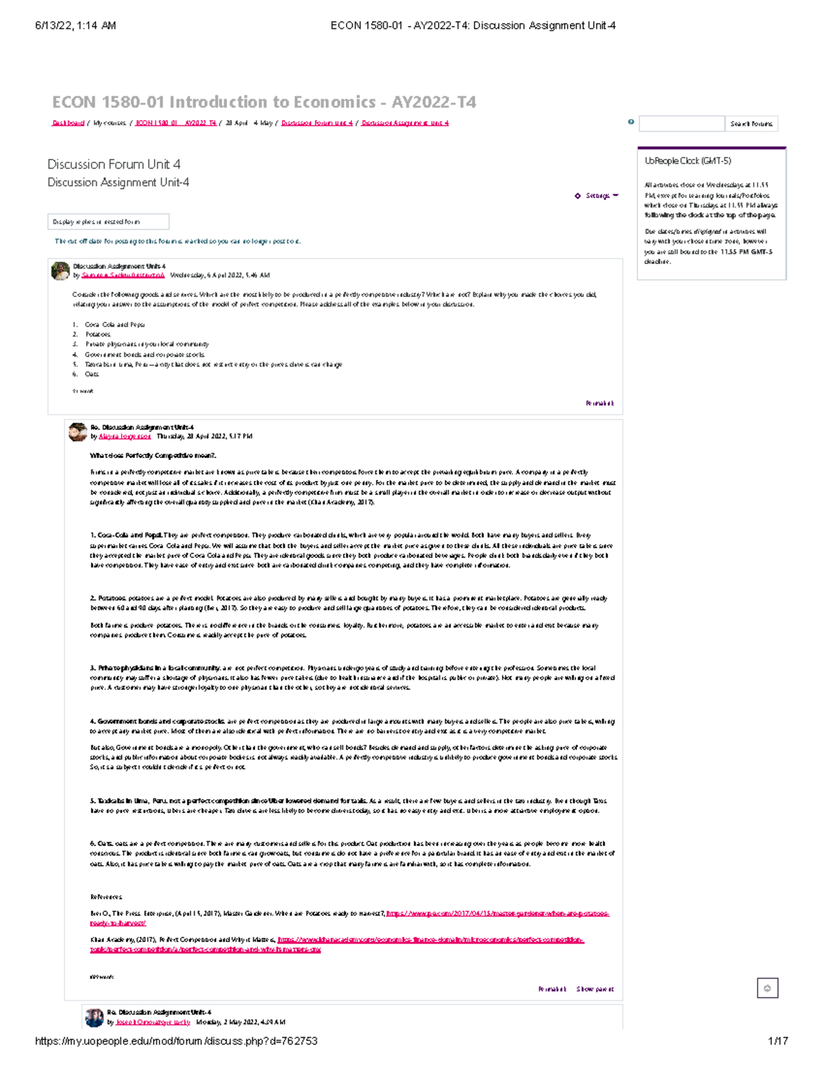 ECON 1580-01 - AY2022-T4 Discussion Assignment Unit-4 - ECON 1580-01 ...