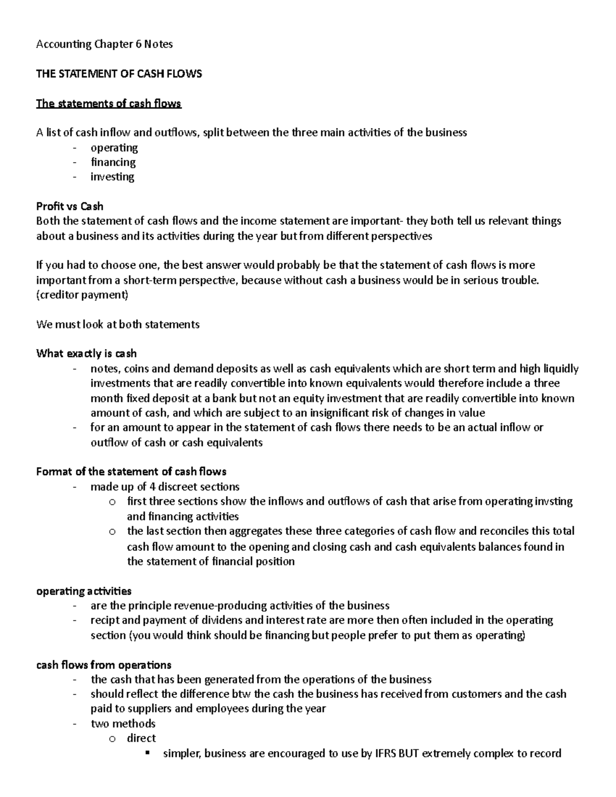 Accounting Chapter 6 Notes - Accounting Chapter 6 Notes THE STATEMENT ...
