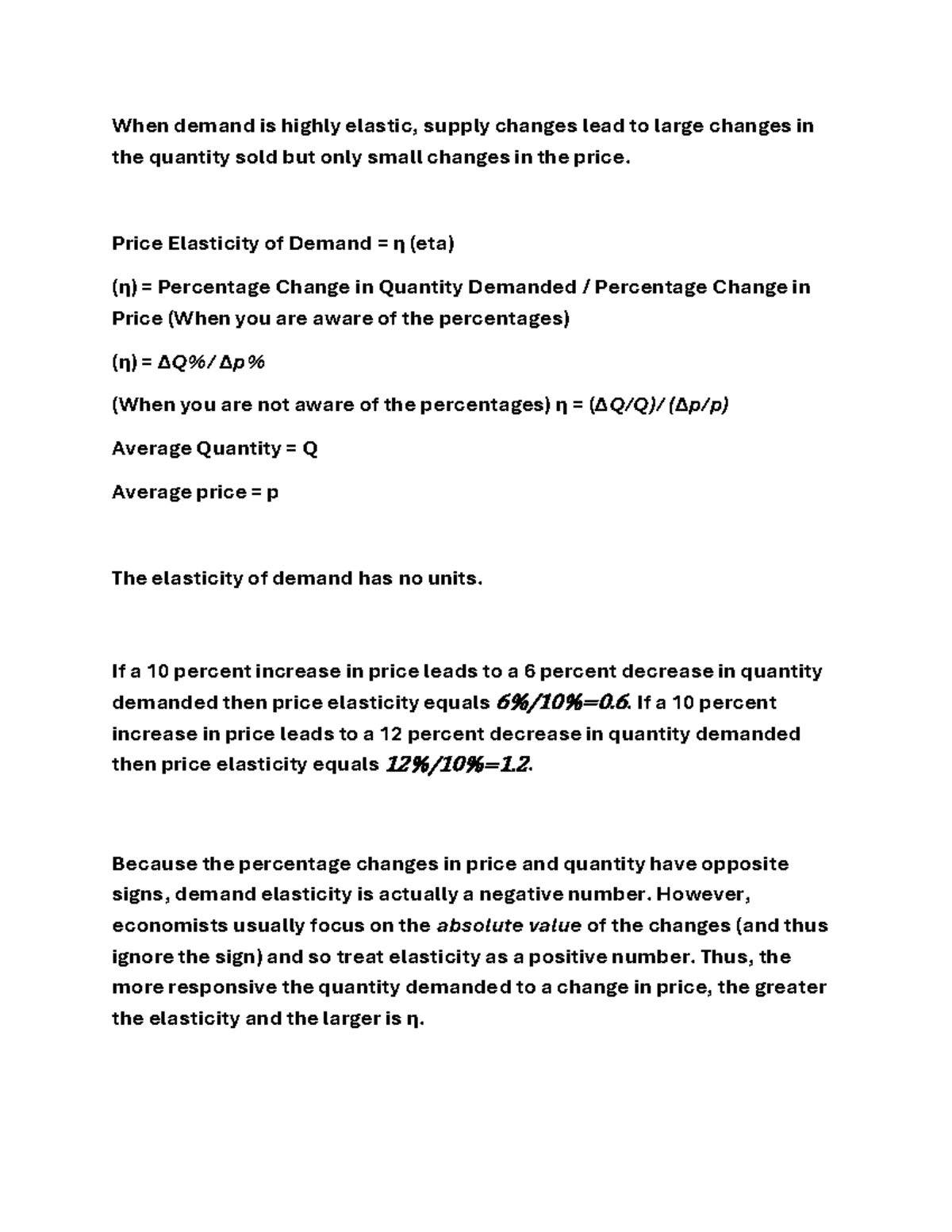 Chapter 4 Elasticity - Summary Microeconomics, Sixteenth Canadian ...