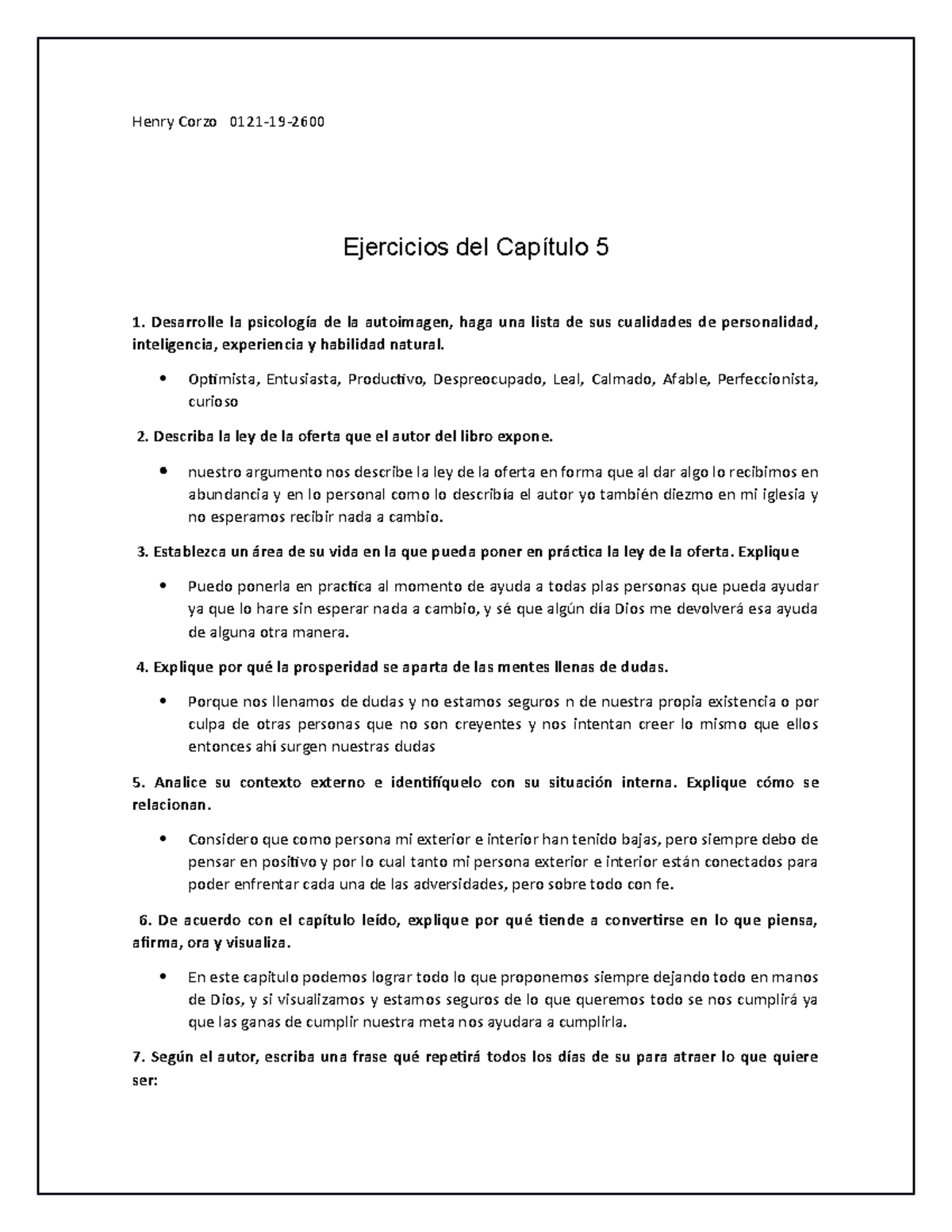 Capitulo 5 de norman - Henry Corzo 0121-19- Ejercicios del Capítulo 5 ...