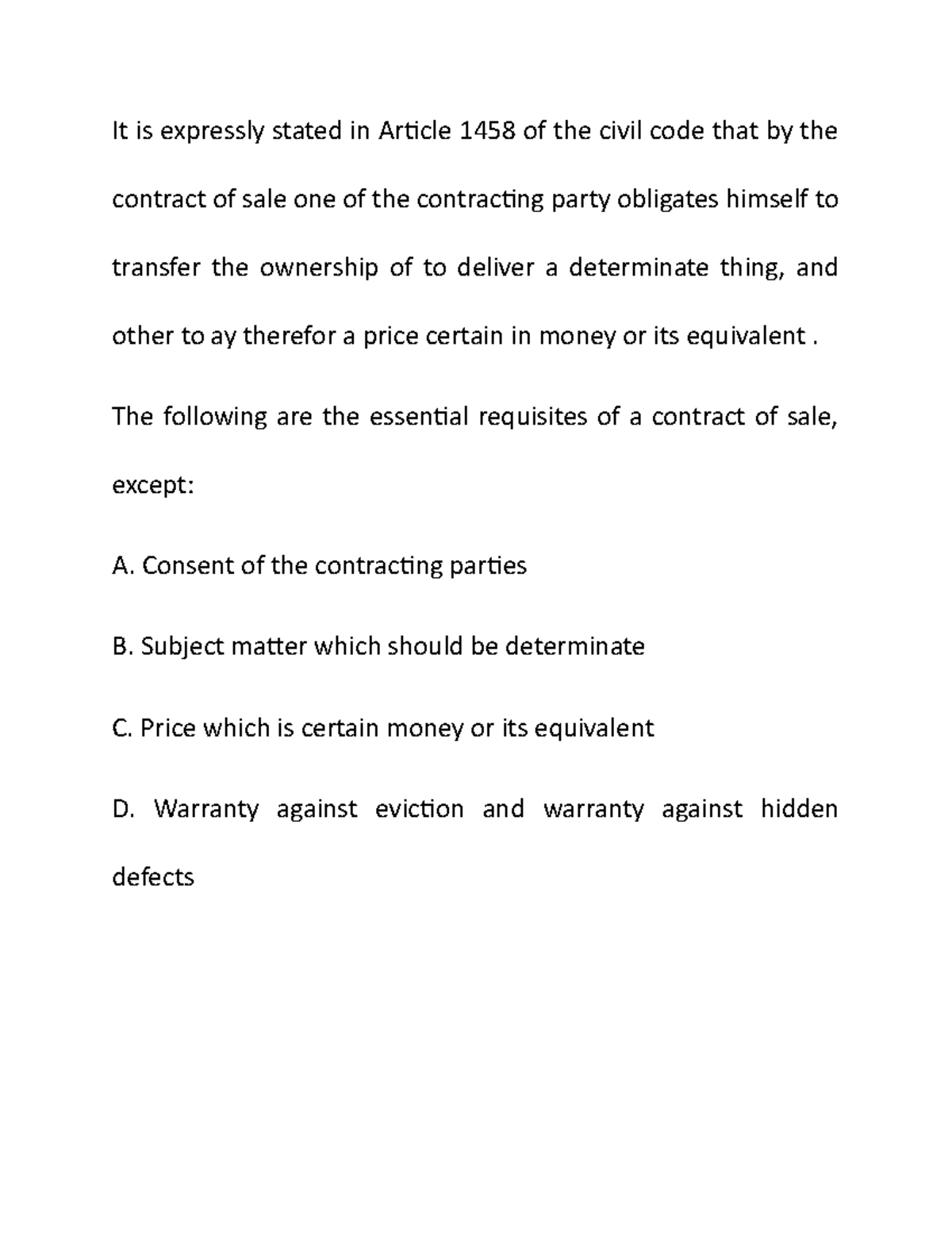 5 - lecture notesA - It is expressly stated in Article 1458 of the ...