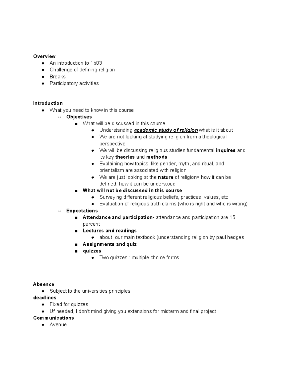 SCAR 1B03 Notes - ........................ - Overview An introduction ...
