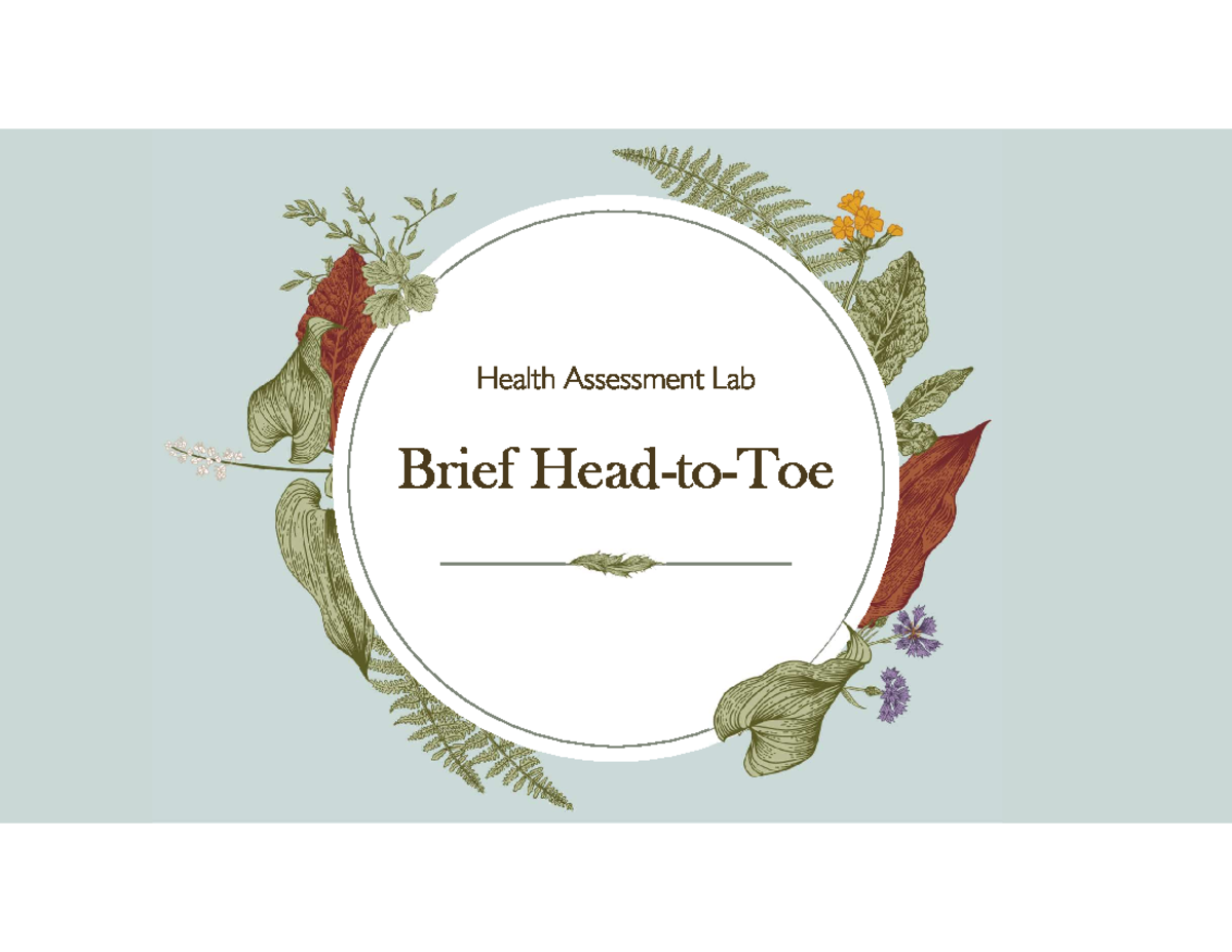 10 Brief Head-to-Toe Winter 2023 - Brief Head-to-Toe Health Assessment ...