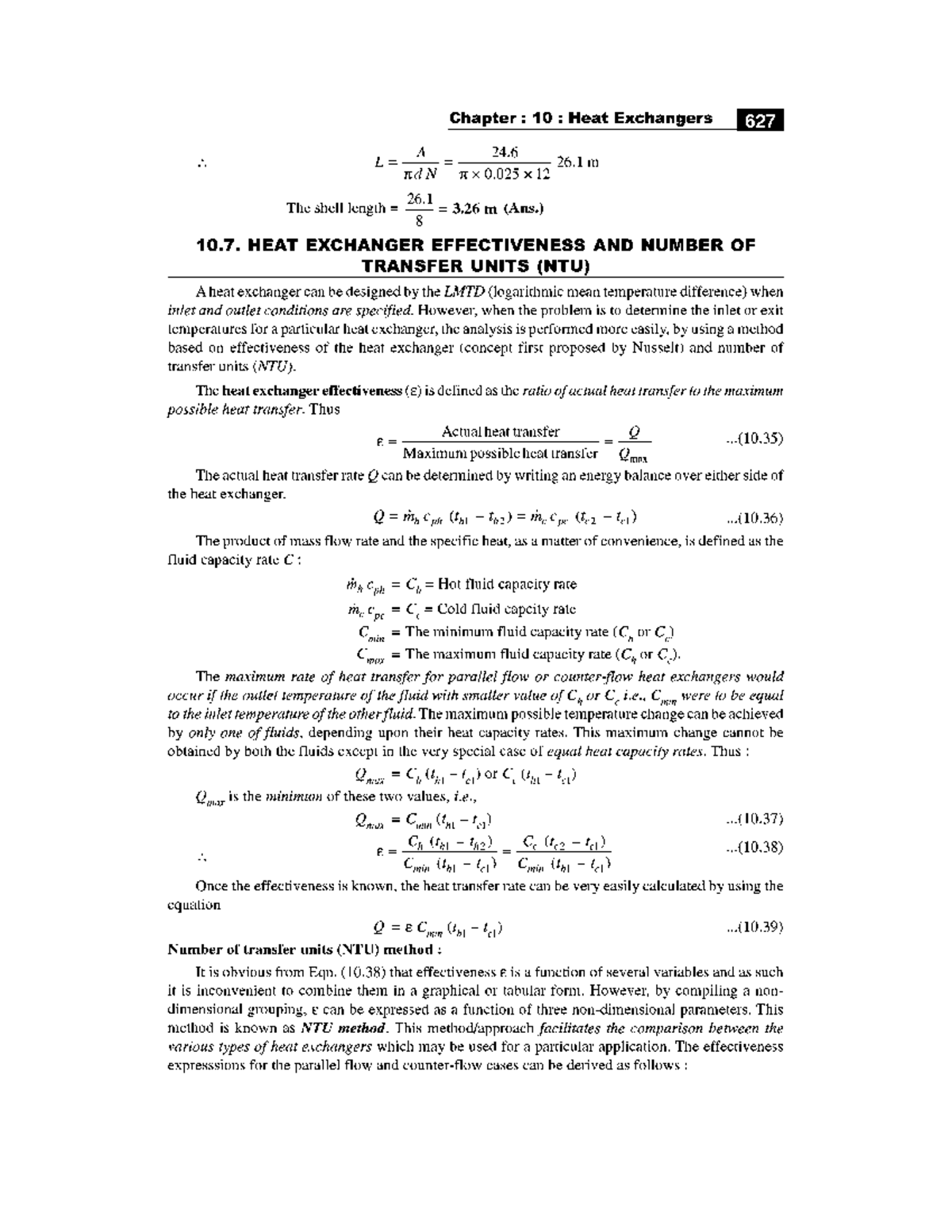 Effectiveness and NTU of Heat Exchanger - Heat And Mass Transfer - Studocu