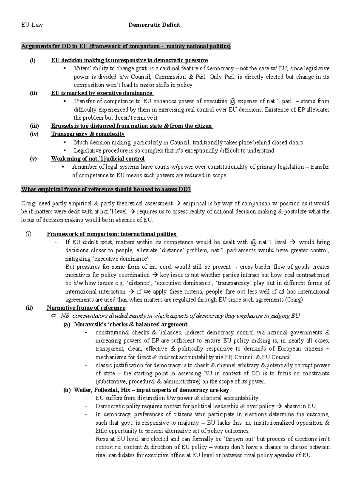 Democratic deficit 2012 - EU Law Democratic Deficit Arguments for DD in ...