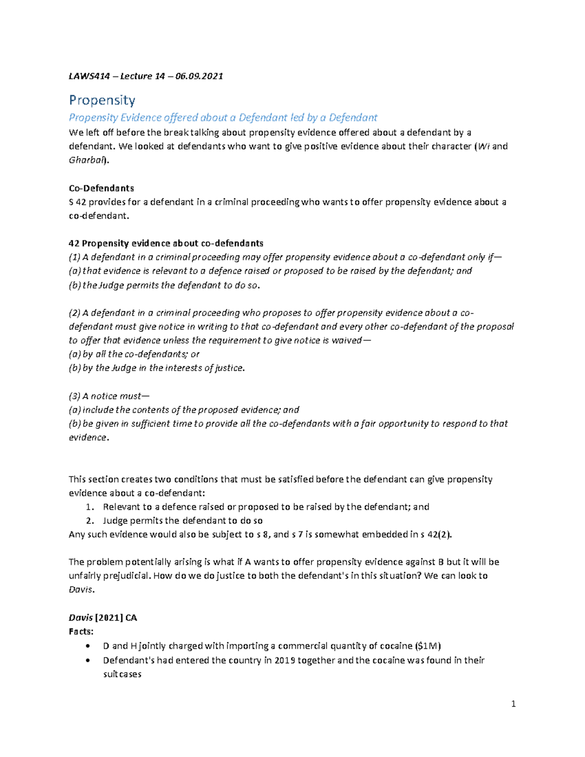 Lec 14 - Lecture notes for this paper. very helpful - LAWS414 – Lecture ...