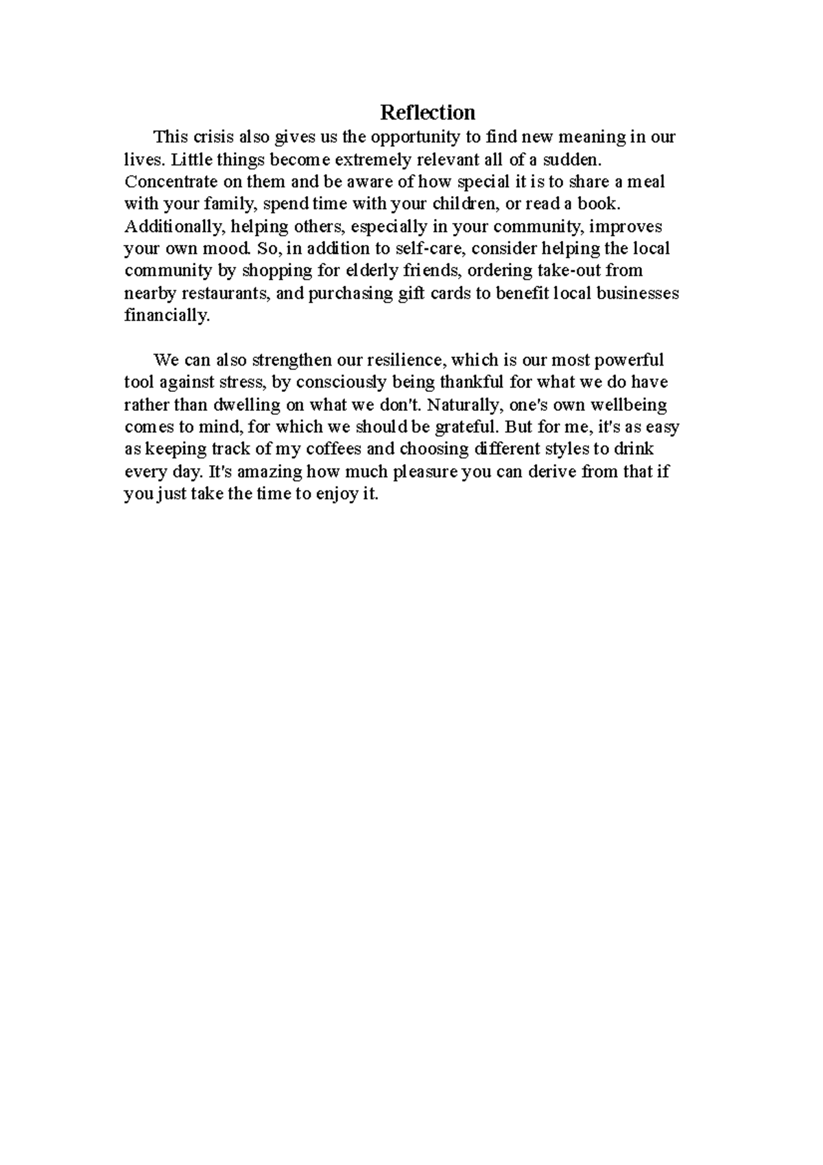 Nstp crisis reflection - Reflection This crisis also gives us the ...