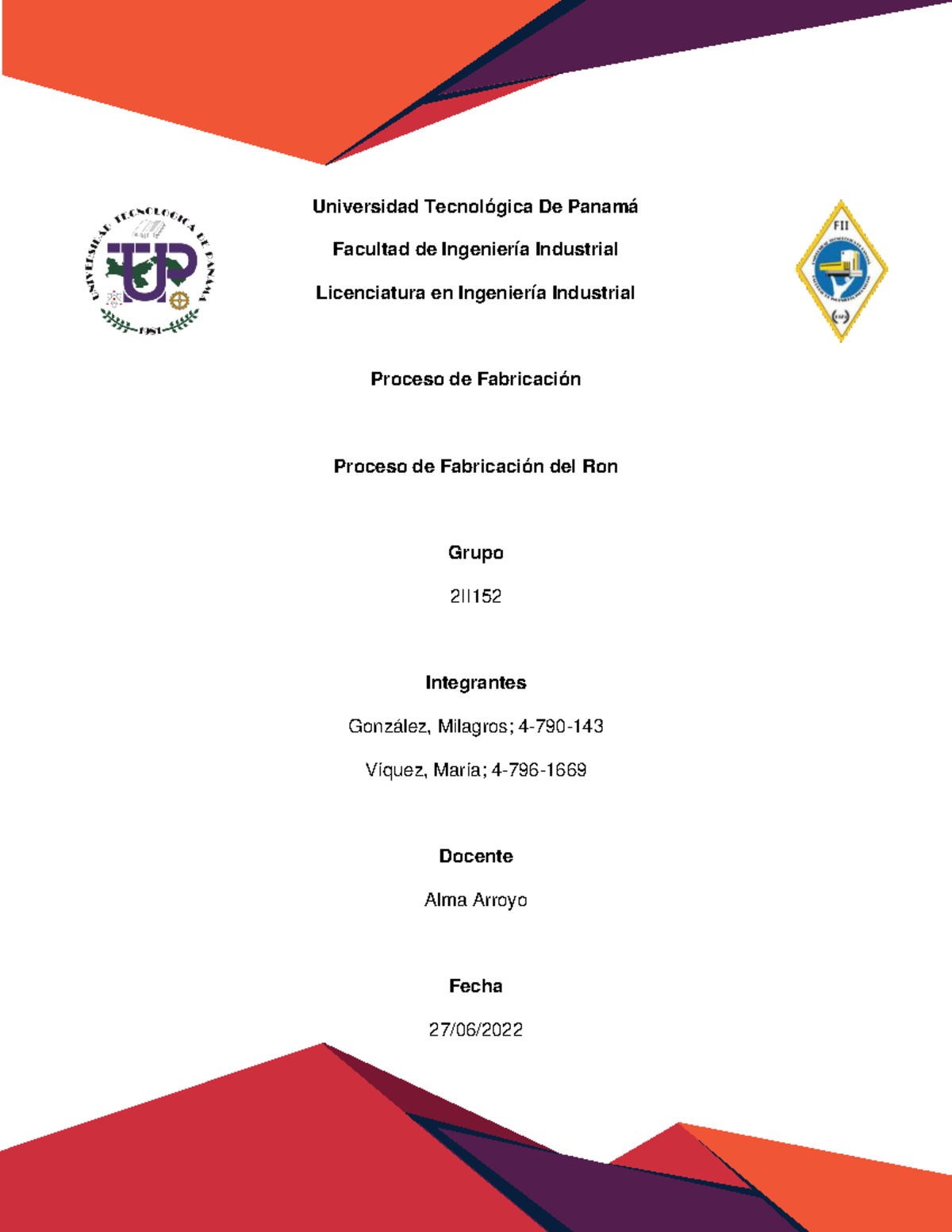Null - tarea - Universidad Tecnológica De Panamá Facultad de Ingeniería Industrial Licenciatura ...