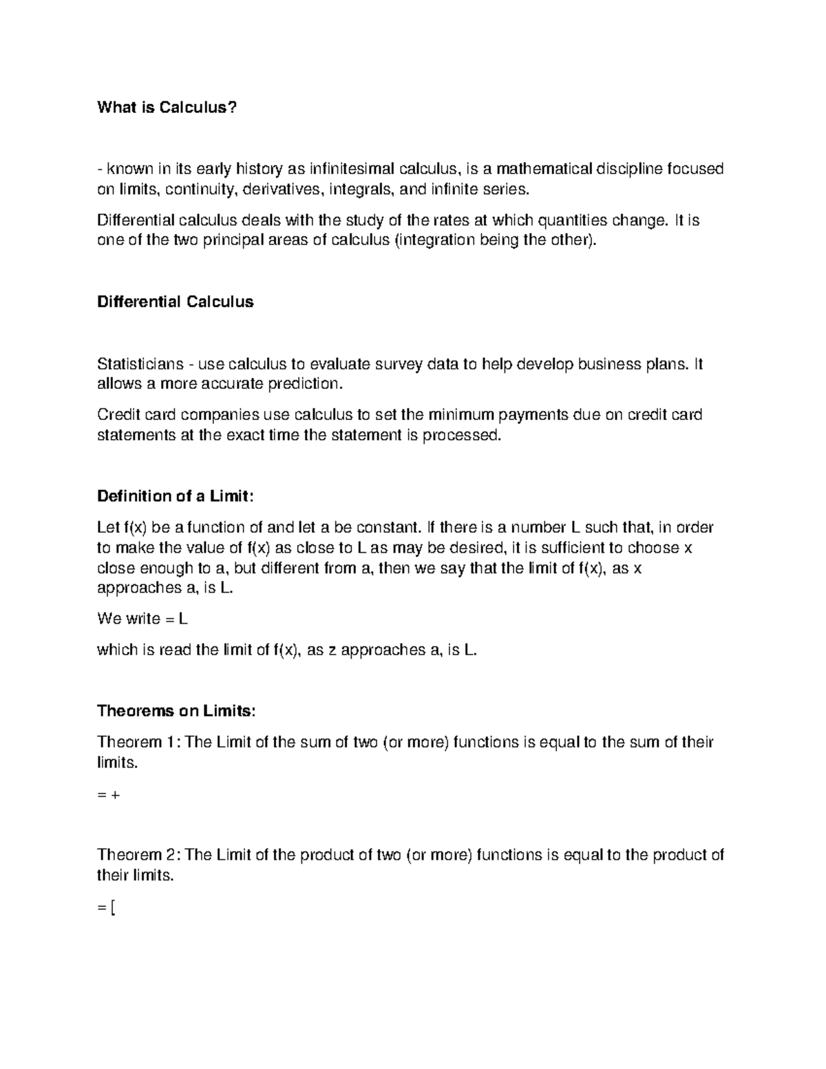 What is Calculus - What is Calculus? known in its early history as ...
