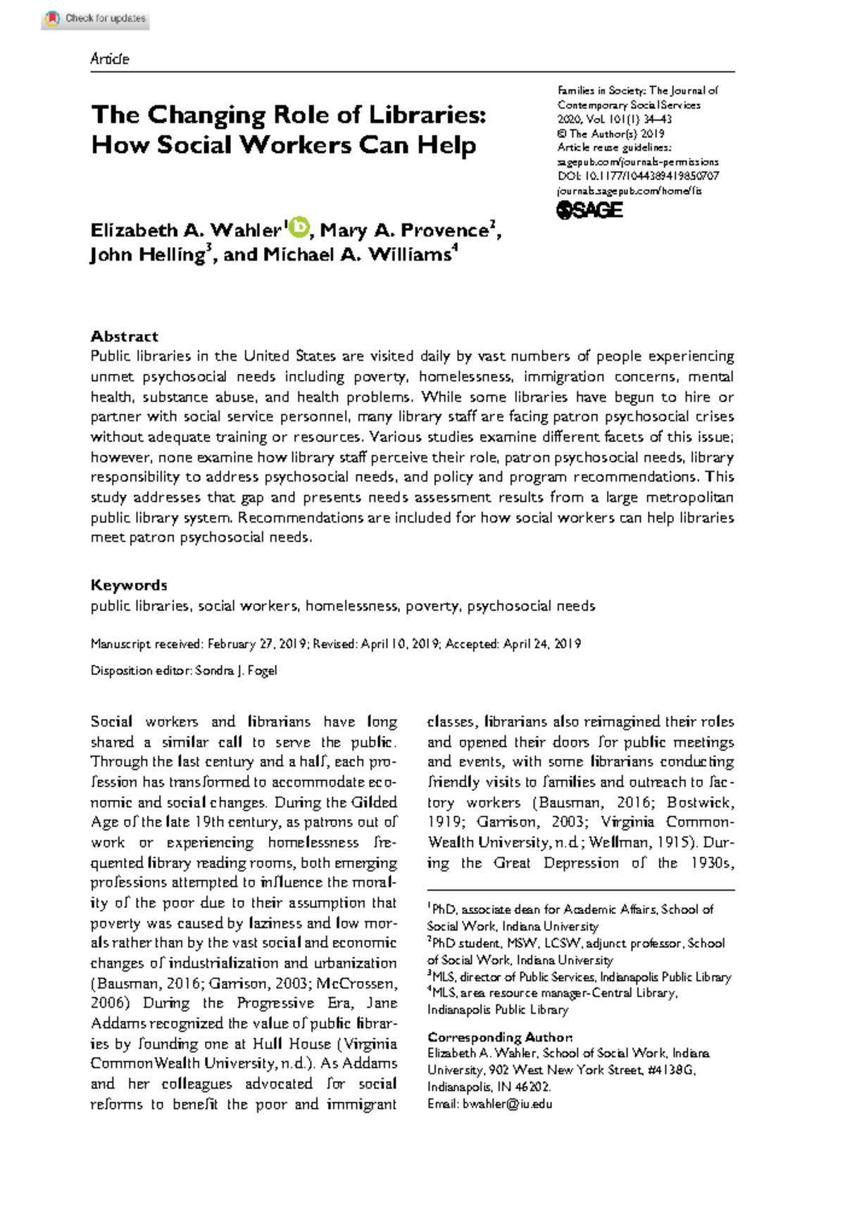 The Changing Role of Libraries - doi/10.1177/ Families in Society: The ...