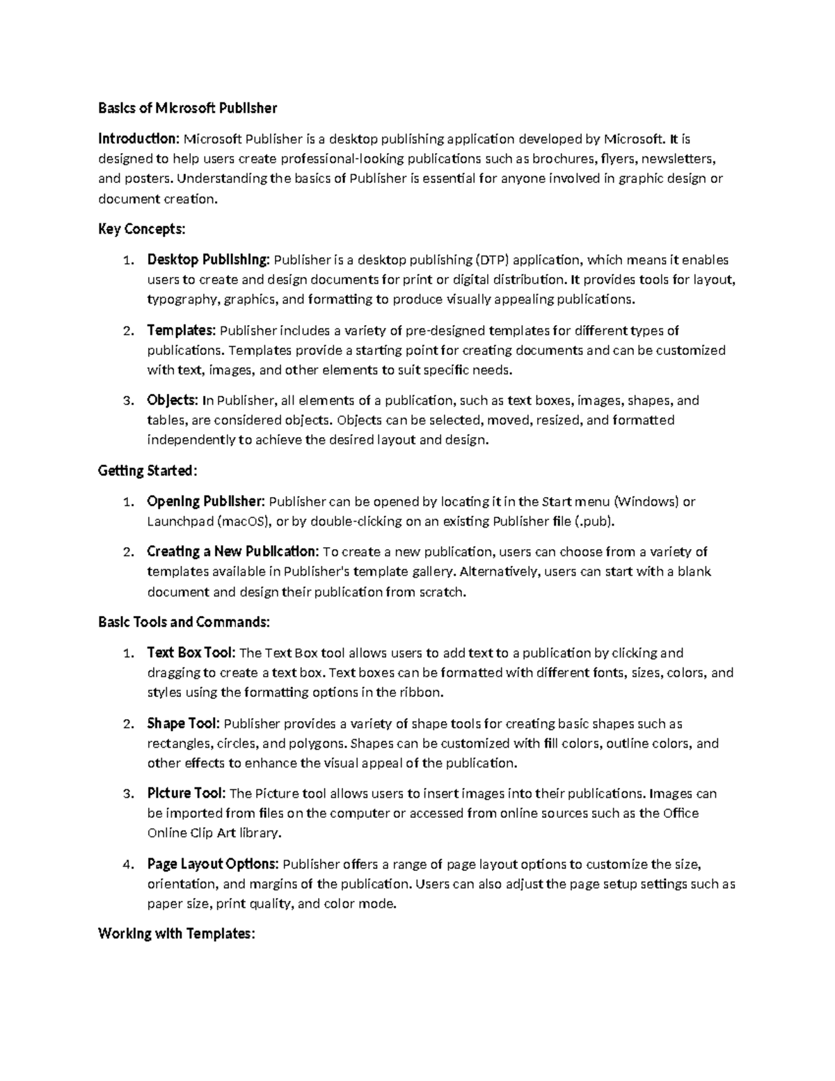 Basics of Microsoft Publisher - Basics of Microsoft Publisher ...