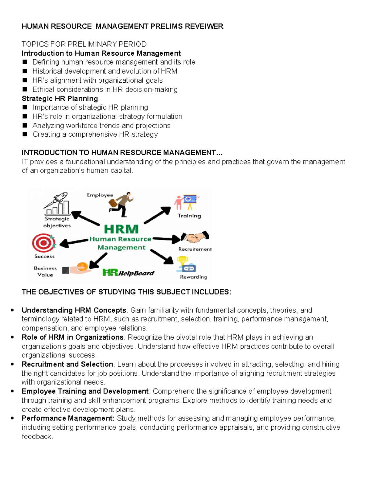 Human Resource Management Prelims Reveiwer - HUMAN RESOURCE MANAGEMENT ...