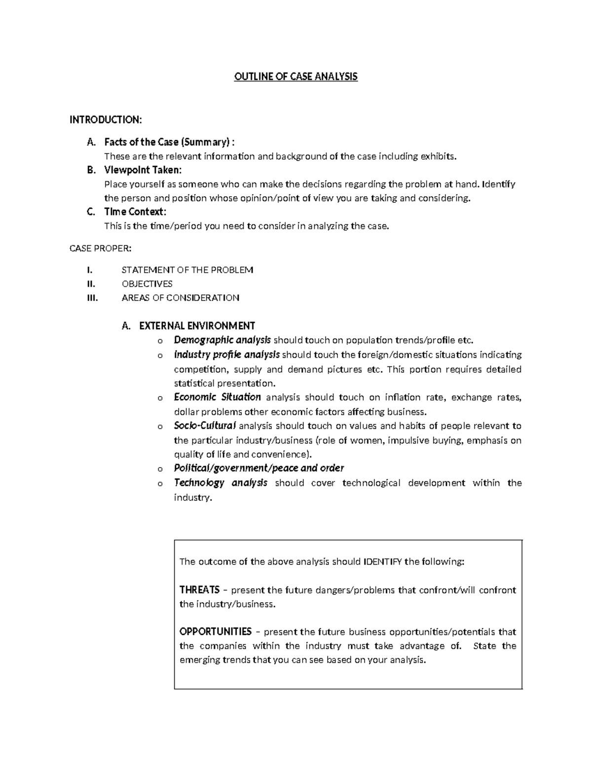 Outline OF CASE Analysis - OUTLINE OF CASE ANALYSIS INTRODUCTION: A ...