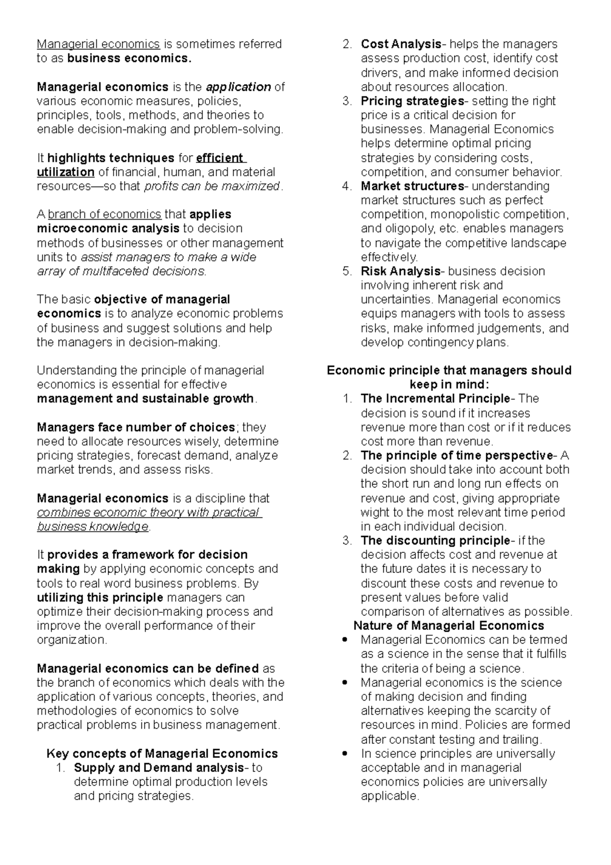 Managerial Economics - Managerial economics is the application of ...