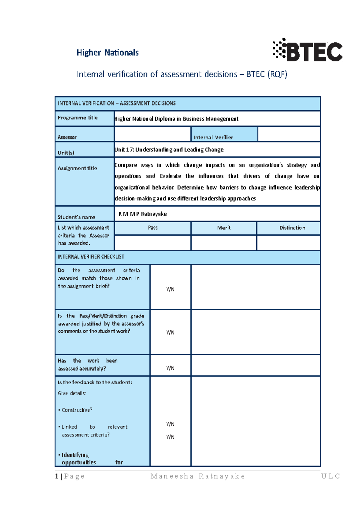 Semester 04 - NH09143 - ULC - Maneesha Ratnayake - Higher Nationals ...