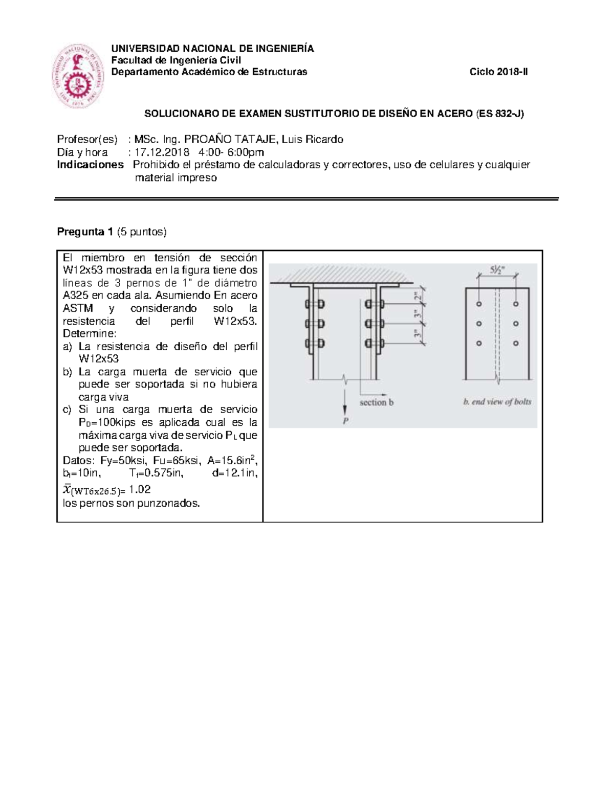 Solucionario de Examen Sustitutorio ES 832J 2018 2 - UNIVERSIDAD ...