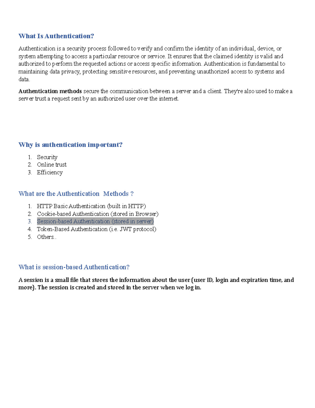 Session Based Authentication What Is Authentication Authentication Is A Security Process