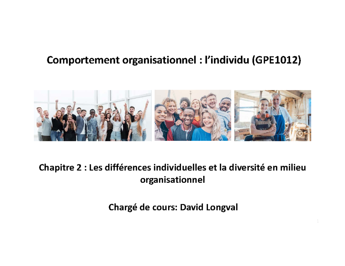 Chapitre 2 Annoté - david longval 2022 - Comportement organisationnel ...