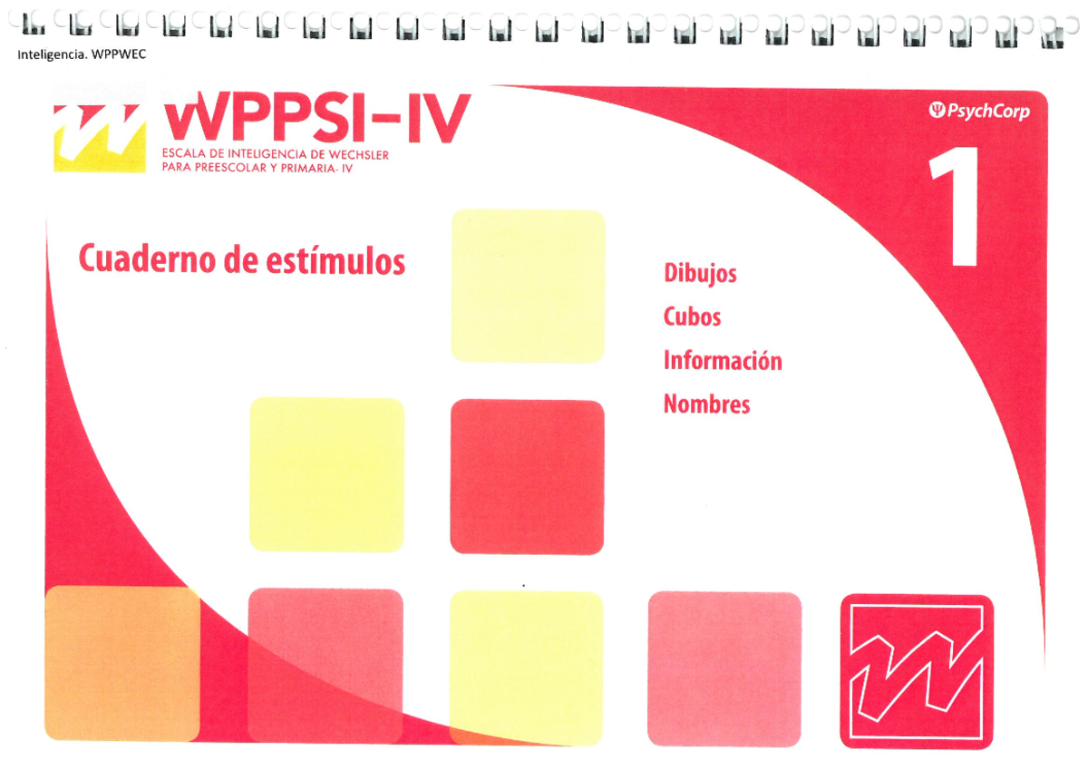 Cuaderno de Estímulos 1 (rotado) - Evaluación Neurpsicológica WPPSI IV ...