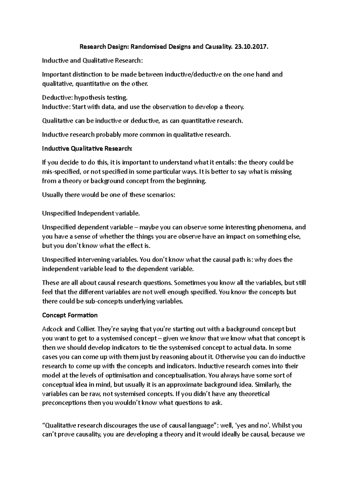 Notes Research Design 23 - Research Design: Randomised Designs and ...