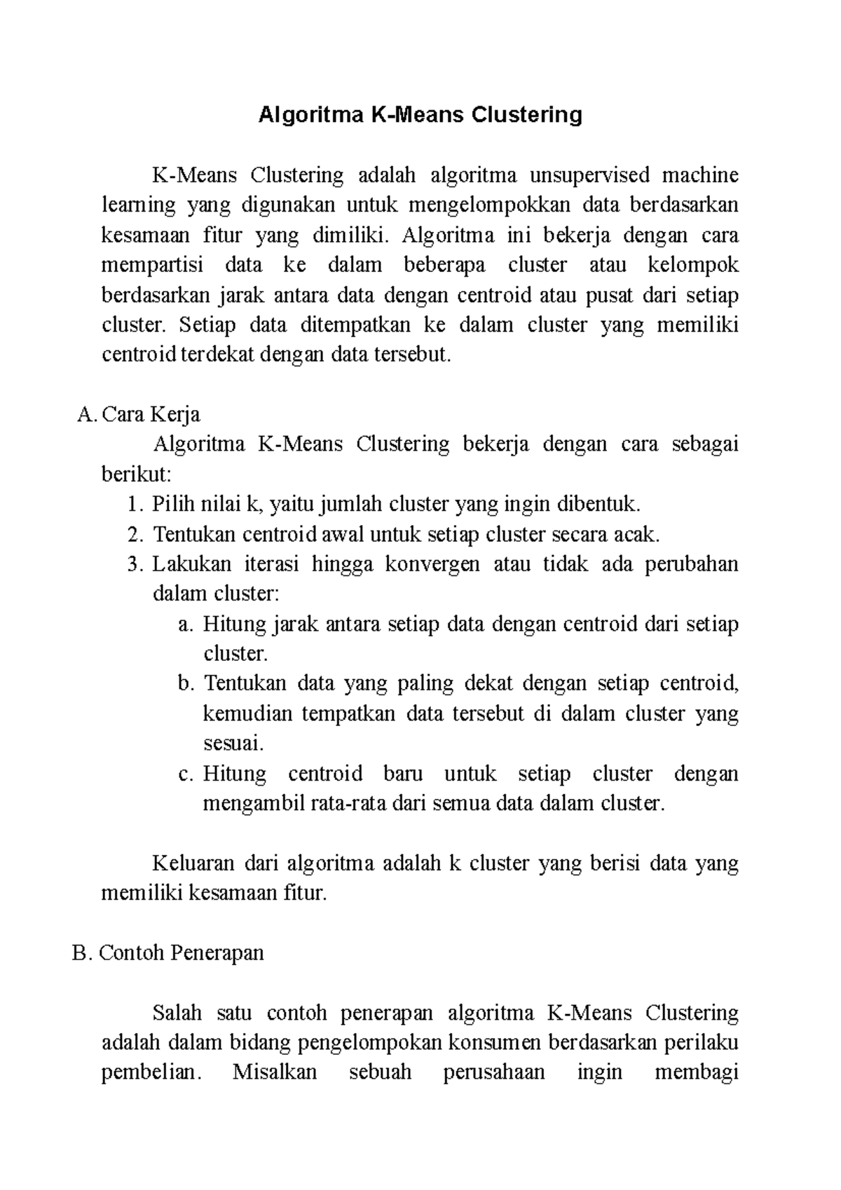 Algoritma K Means Clustering Algoritma K Means Clustering K Means
