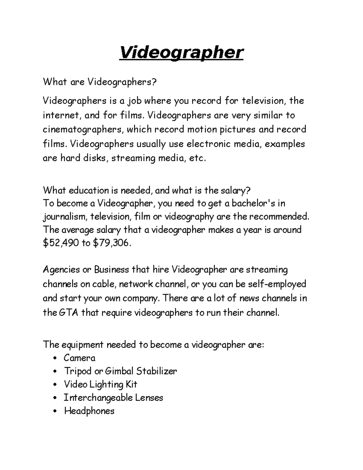 Videographer - awhdajbdjka d ajdajk da d - Videographer What are ...
