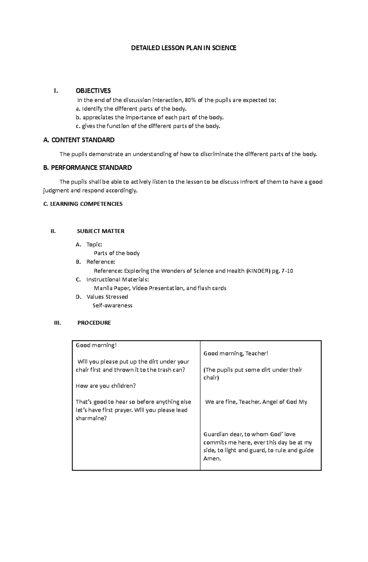 Detailed Lesson PLAN IN Science - DETAILED LESSON PLAN IN SCIENCE I ...