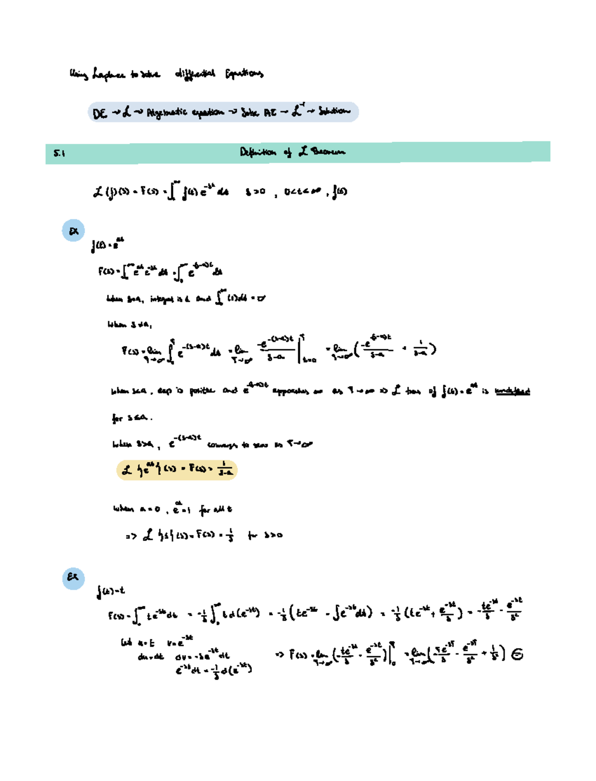 Chapter 5. Laplace transform - Using Laplace to solve differential ...