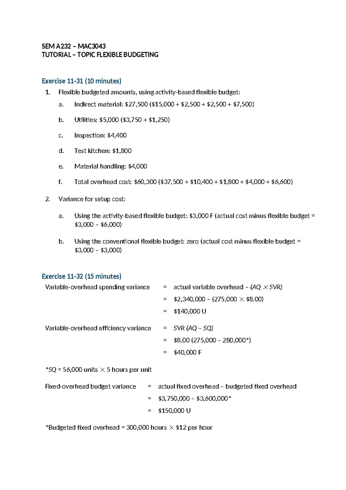 SEM A232 - tutorial - Flexible Budgeting - SEM A232 – MAC TUTORIAL – TOPIC FLEXIBLE BUDGETING ...