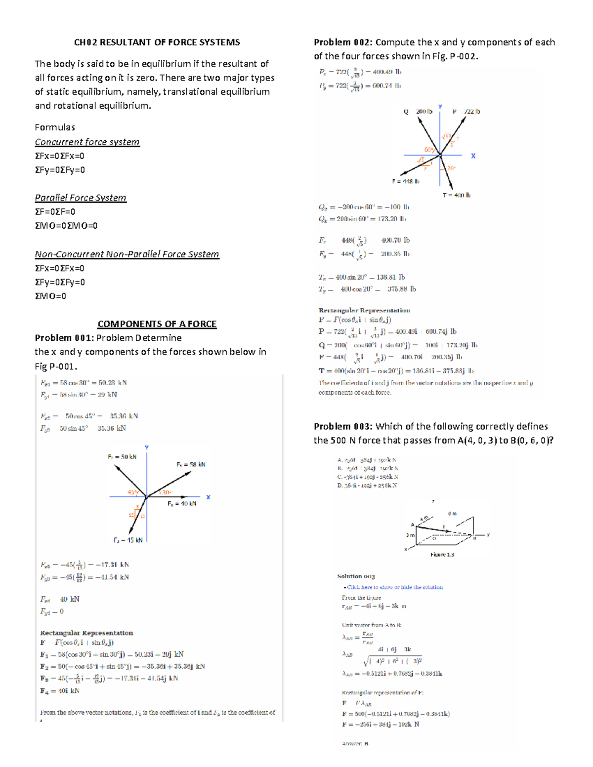 CH02 Resultant OF Force System Prob and Soln - CH02 RESULTANT OF FORCE ...