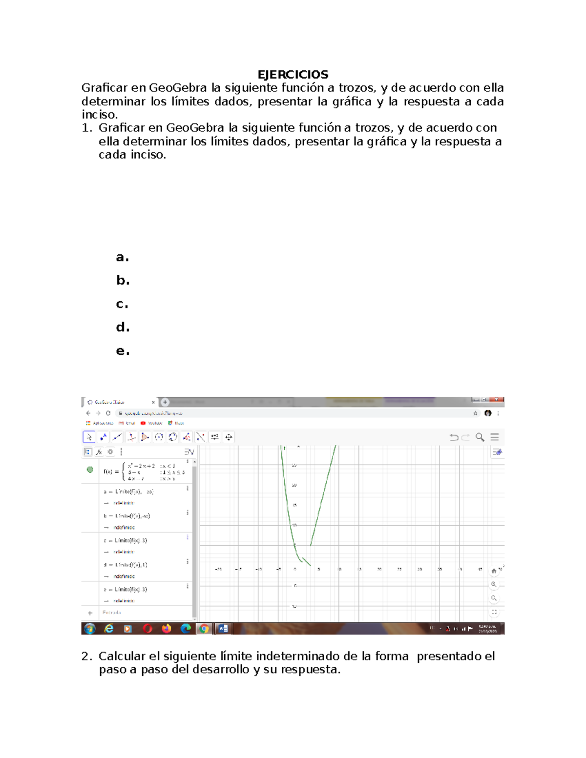 Ejercicios de calculo - bnb - EJERCICIOS Graficar en GeoGebra la ...