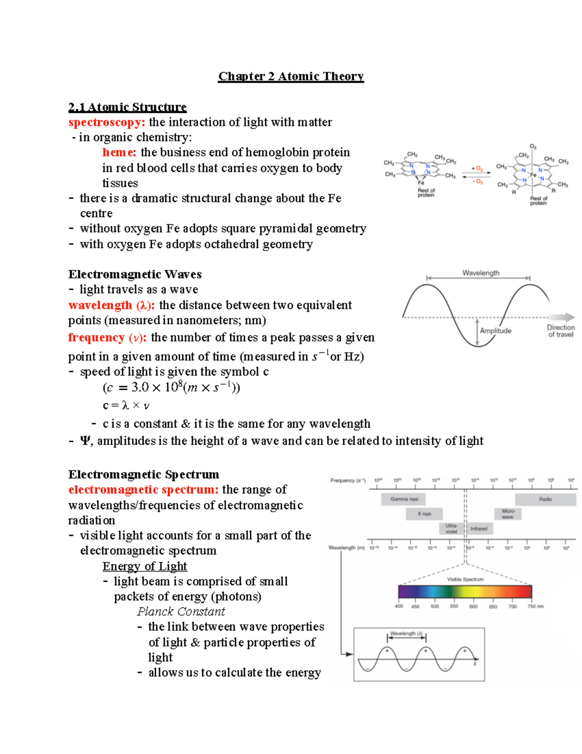 CHEM - Chapter Two Notes - Chapter 2 Atomic Theory 2 Atomic Structure ...