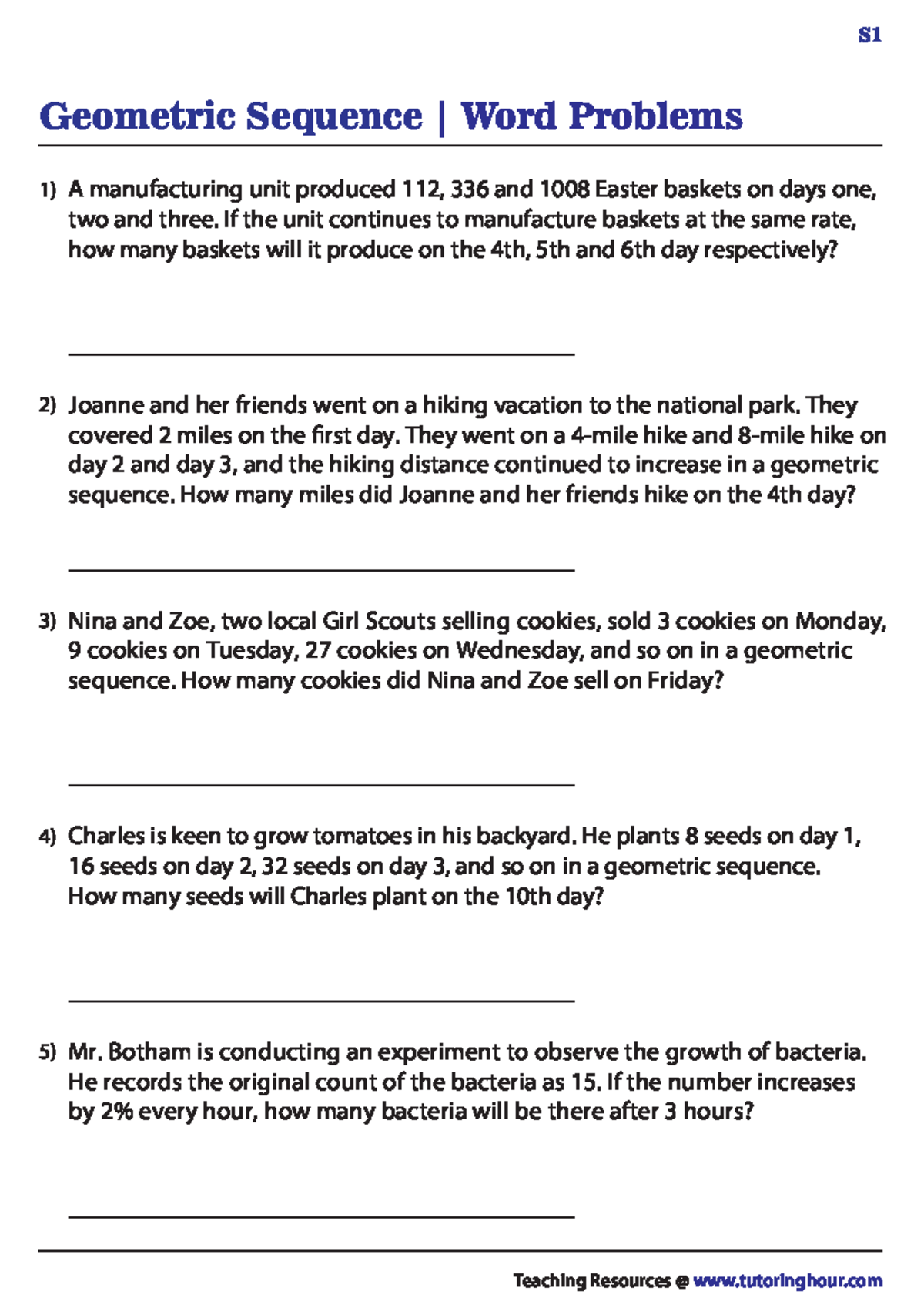 Word-problems-1 - Math practice worksheet - S1 Geometric Sequence Word ...
