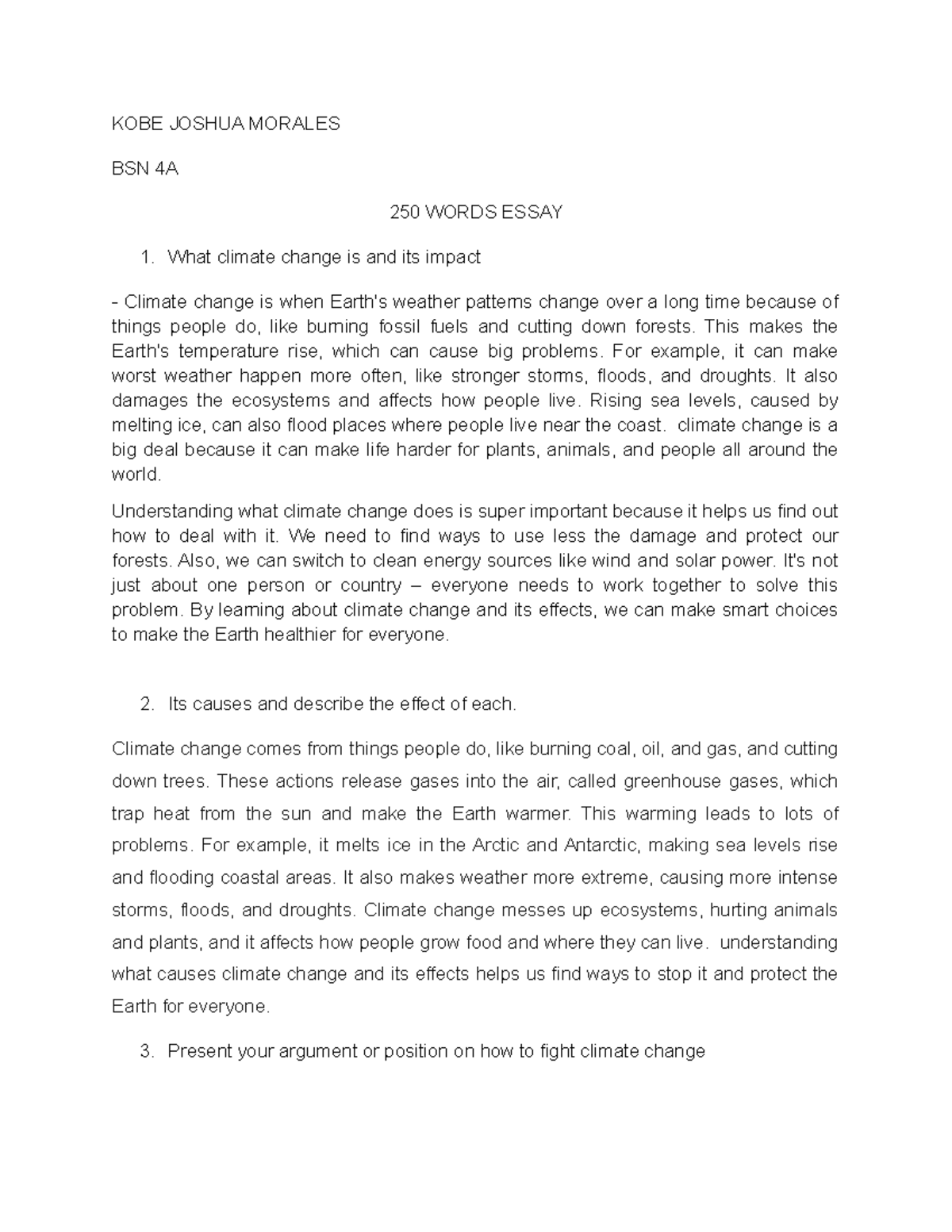 250- Words- Essay- Disaster - KOBE JOSHUA MORALES BSN 4A 250 WORDS ...