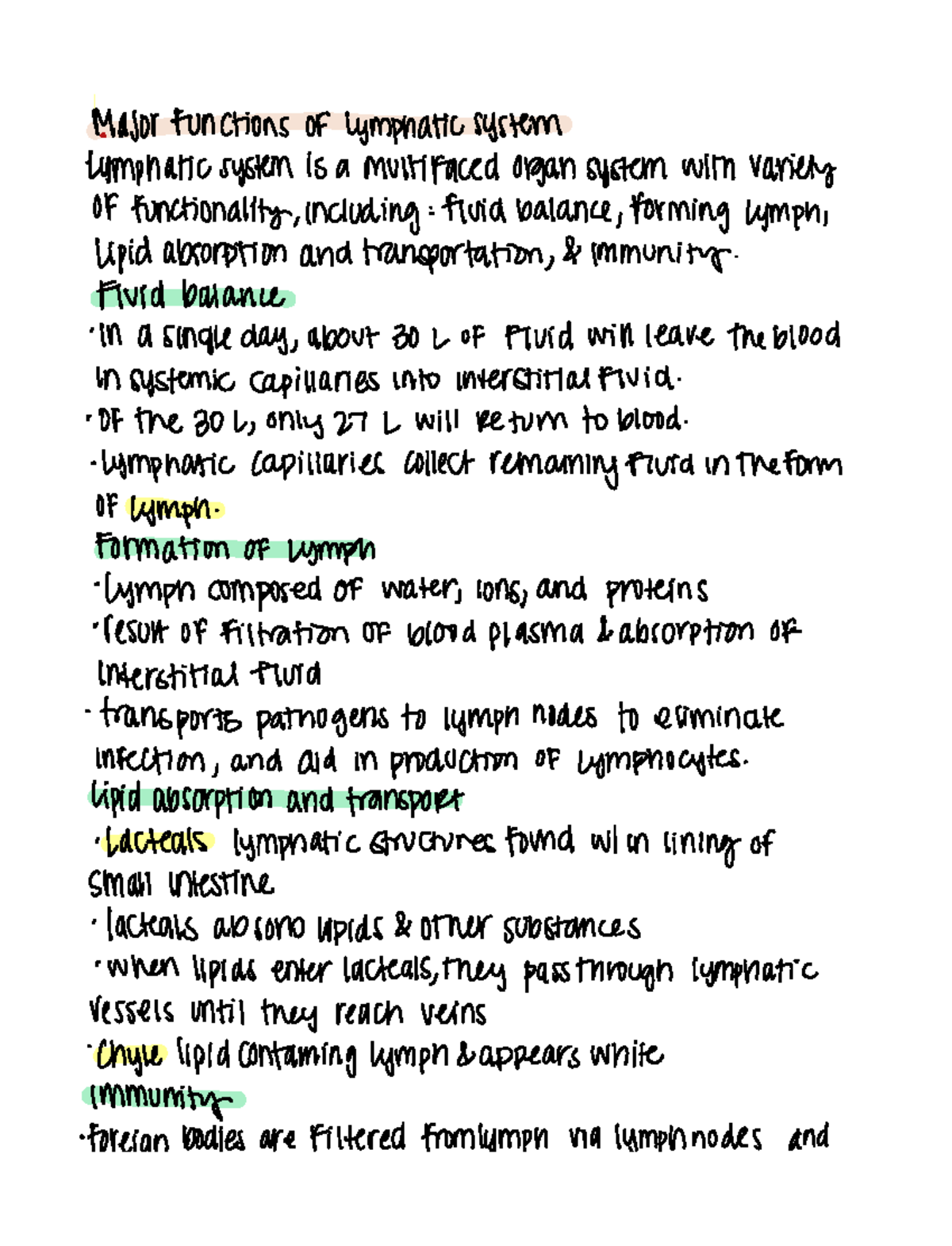 Chapter 21- lymphatic system - MajorFunctionsOF lymphaticsystem ...
