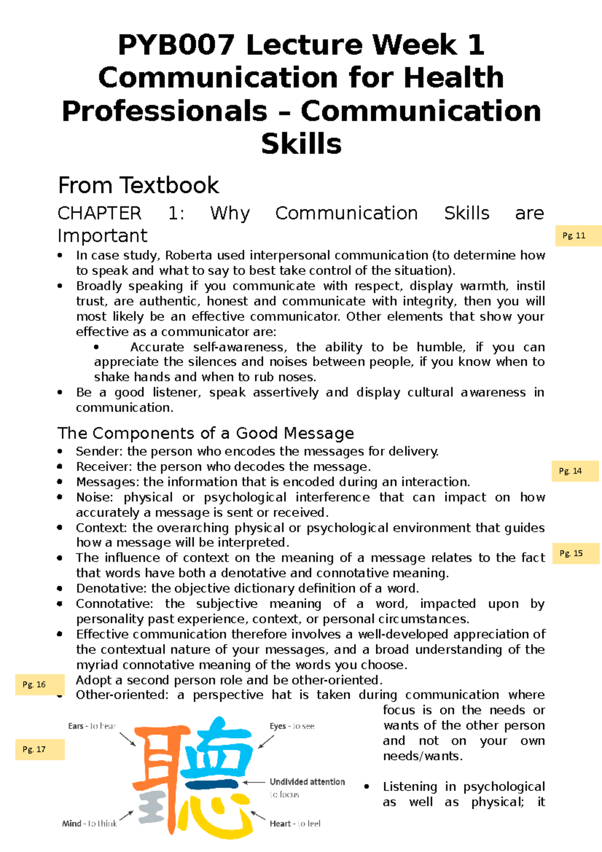 Week 1 Communication Skills Lecture Notes PYB007 - PYB007 Lecture Week ...