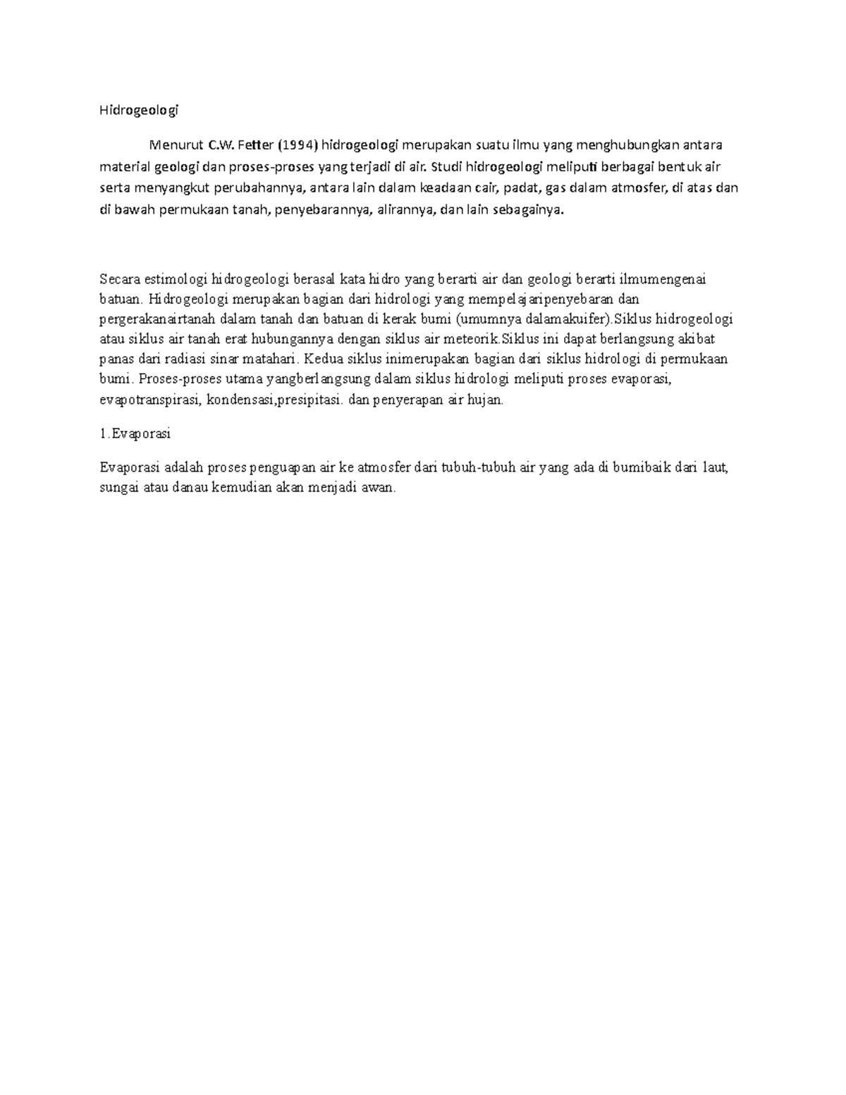 Hidrogeologi - Hidrogeologi Menurut C. Fetter (1994) hidrogeologi ...