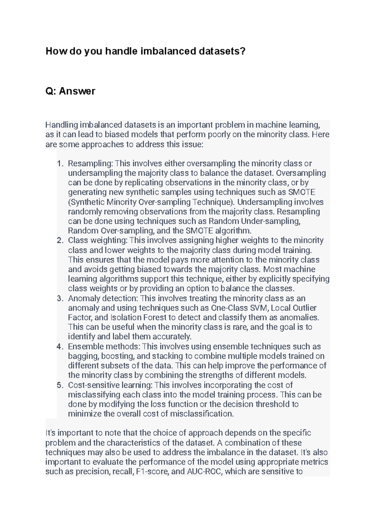 How do you handle imbalanced datasets - Here are some approaches to ...