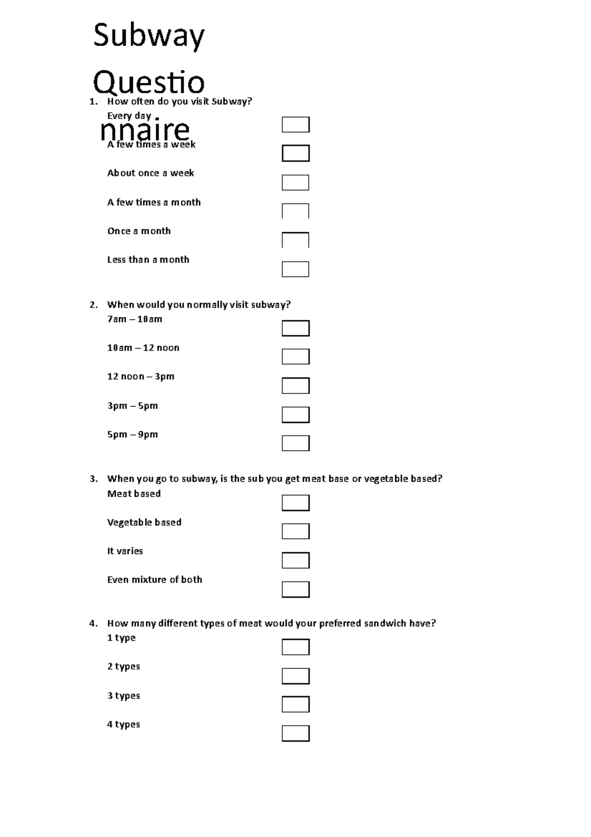 Subway questionnaire - Studocu grrr bow teddy done it by me letsStudocu ...