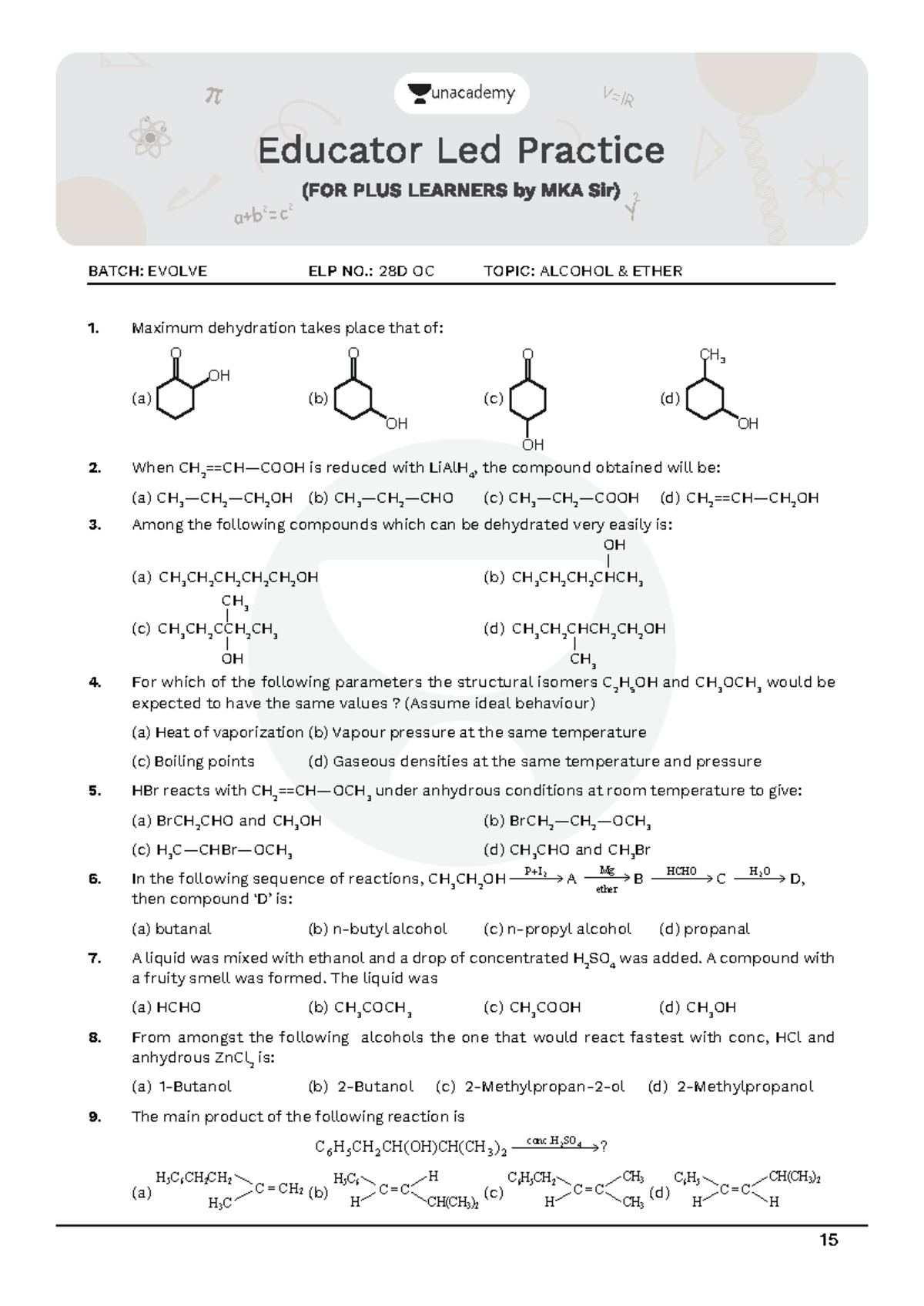 UA CHEM 28D ALC+PHE+ETH+EPO - 15 BATCH: EVOLVE ELP NO.: 28D OC TOPIC ...