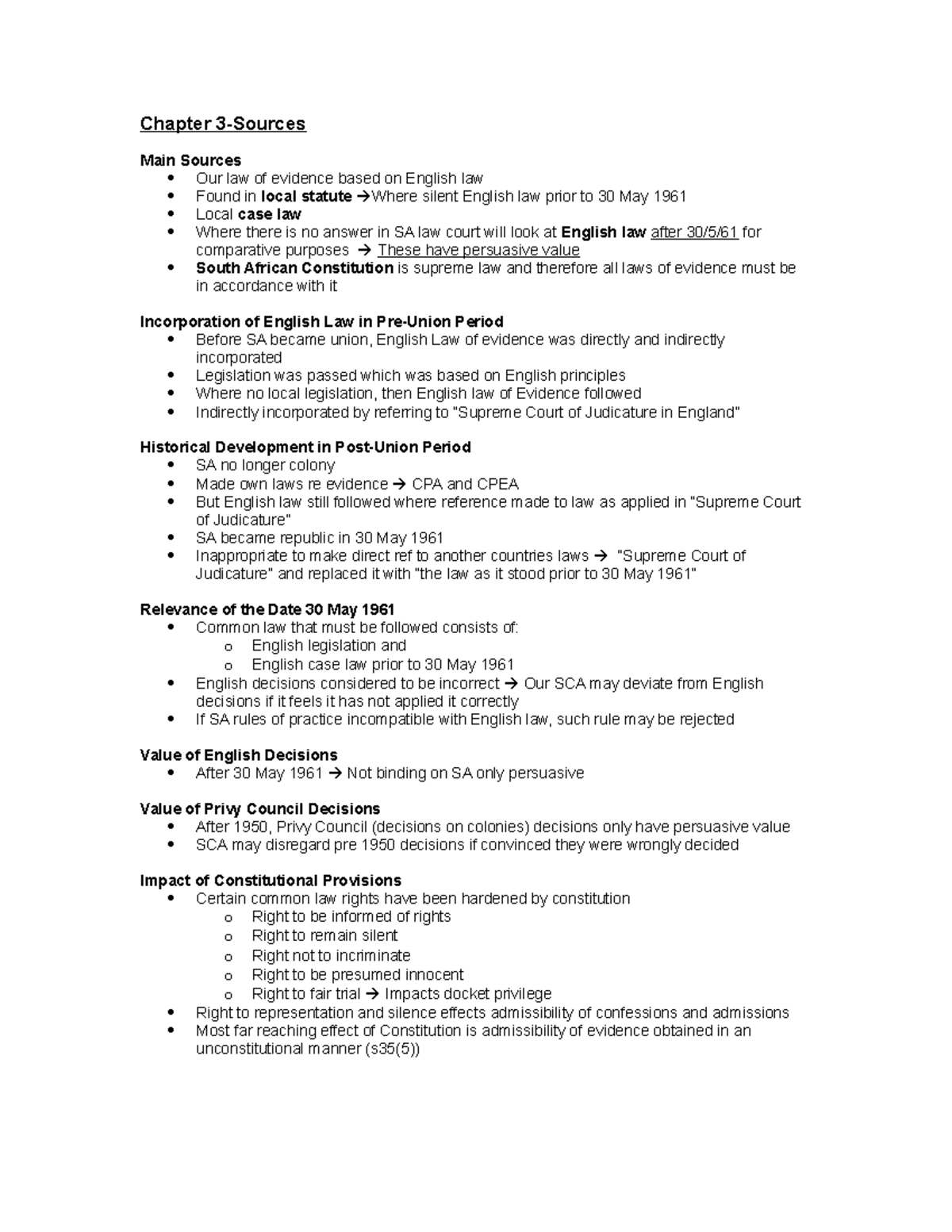 Ch.3 - Sources - Law of Evidence and Substantive Law lecture notes ...