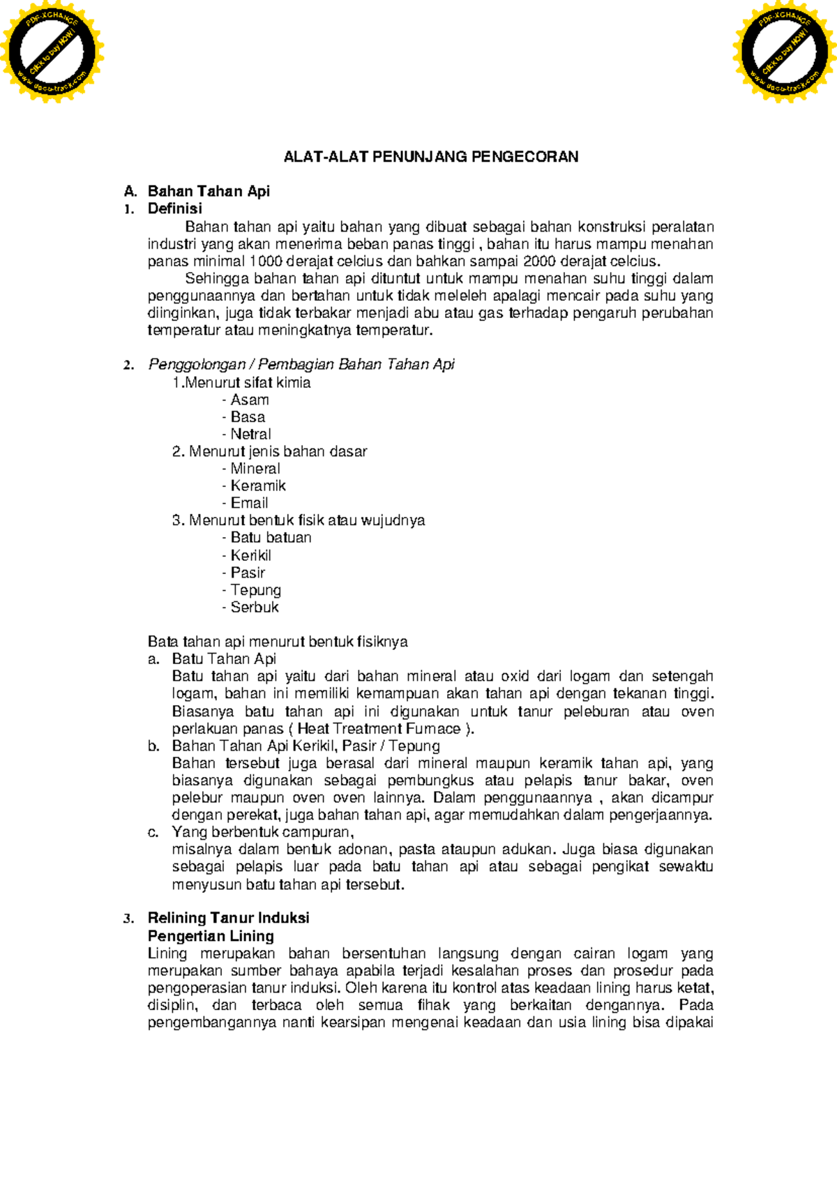 Alat alat penunjang pengecoran - ALAT-ALAT PENUNJANG PENGECORAN A ...