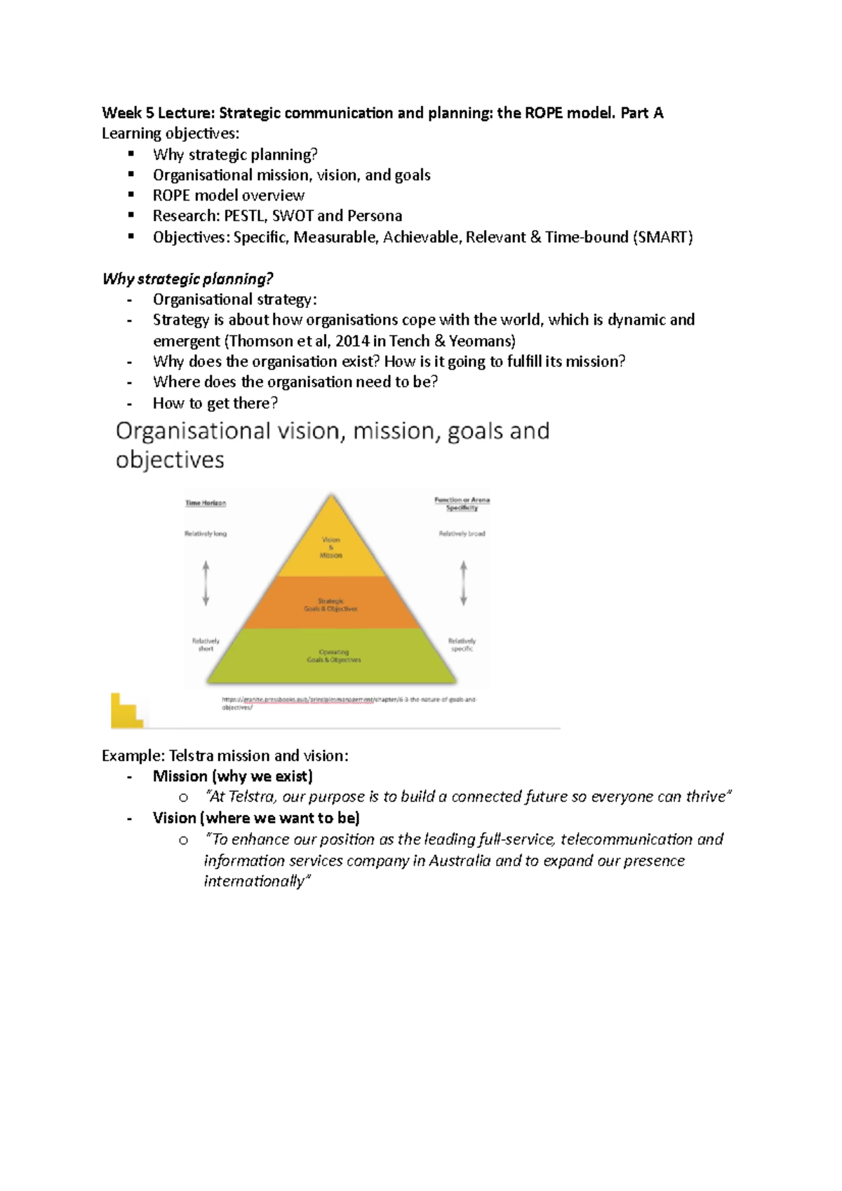 Week 5 Lecture- Strategic communication and planning- the ROPE model ...