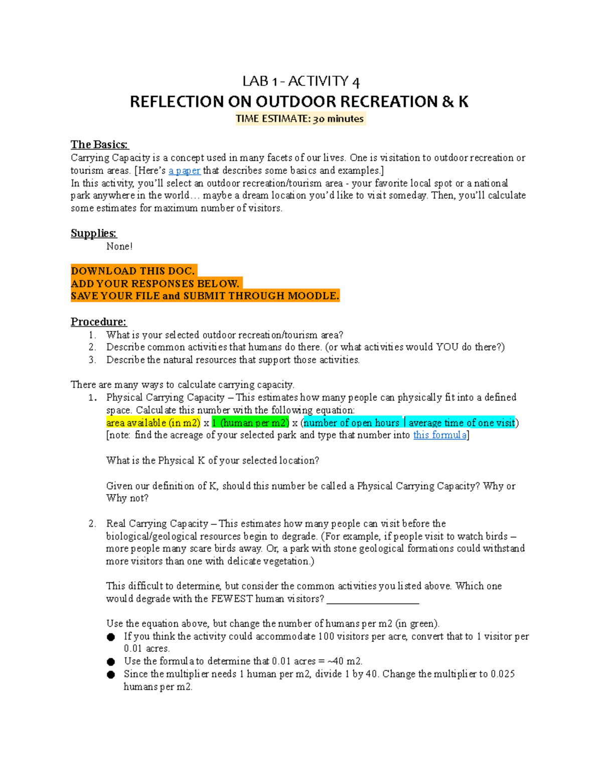 U1Lab4 Outdoor Rec K - PY 211 Active Learning Journal - LAB 1 ...