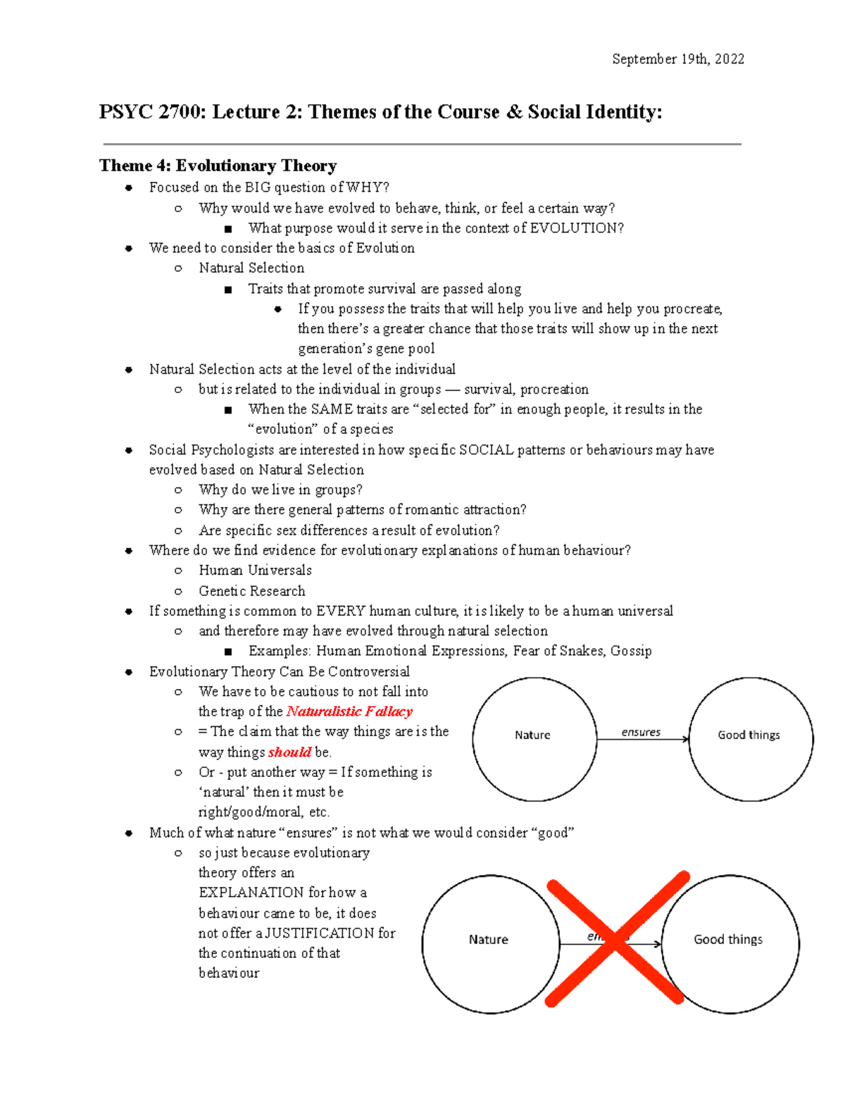 PSYC 2700 Lecture 2 (Sept 19th) - PSYC 2700: Lecture 2: Themes of the Course & Social Identity ...