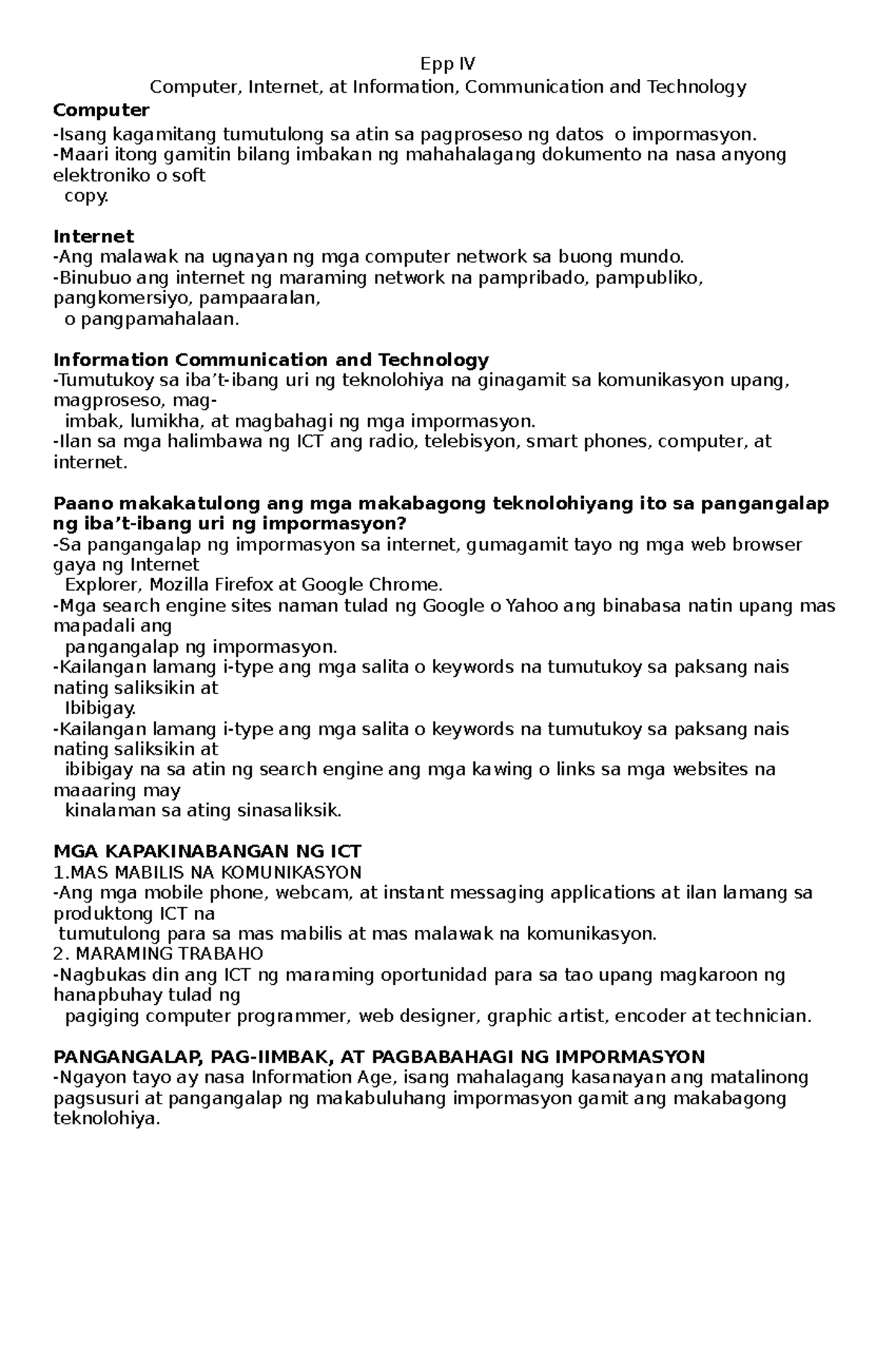 Epp 4 Computer Internet at ICT - Epp IV Computer, Internet, at ...