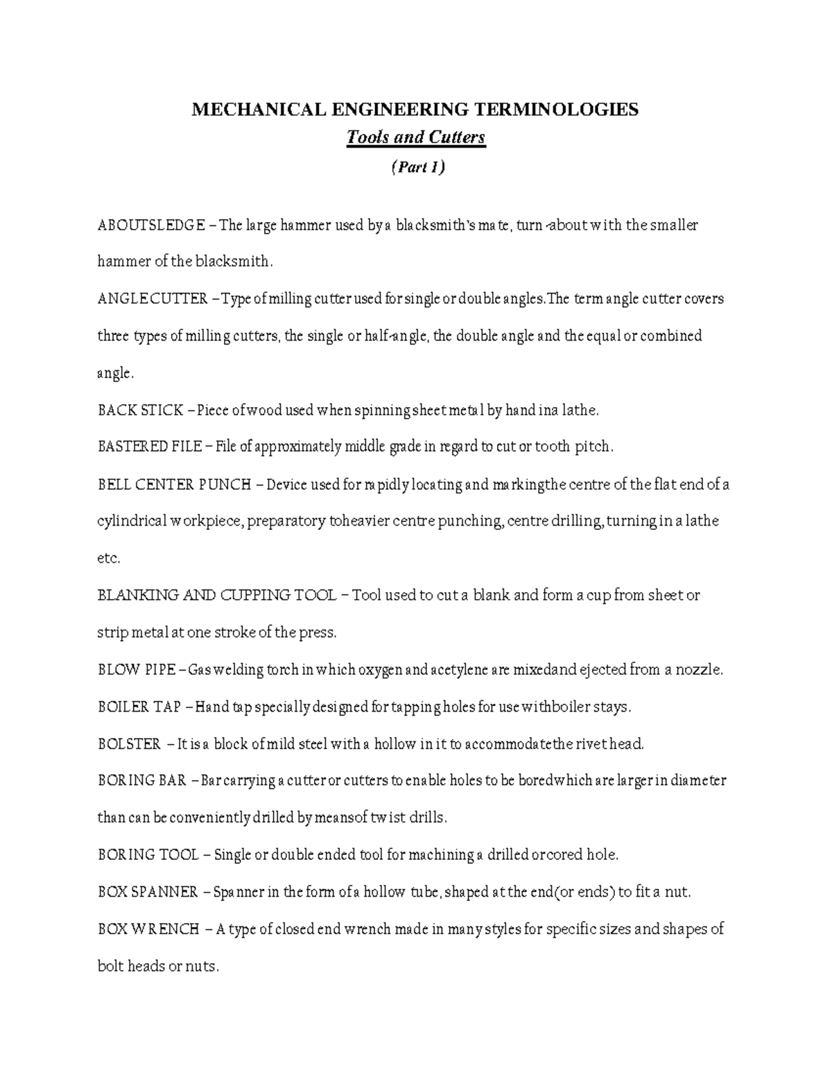 Mechanical Engineering Terms- Tools and Cutters (Part 1) - MECHANICAL ...